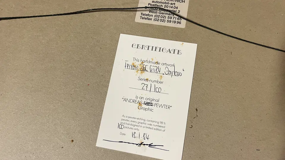 'Ferrari Daytona' Pewter Graphic Etching by Andreas Hentrich, Signed ...