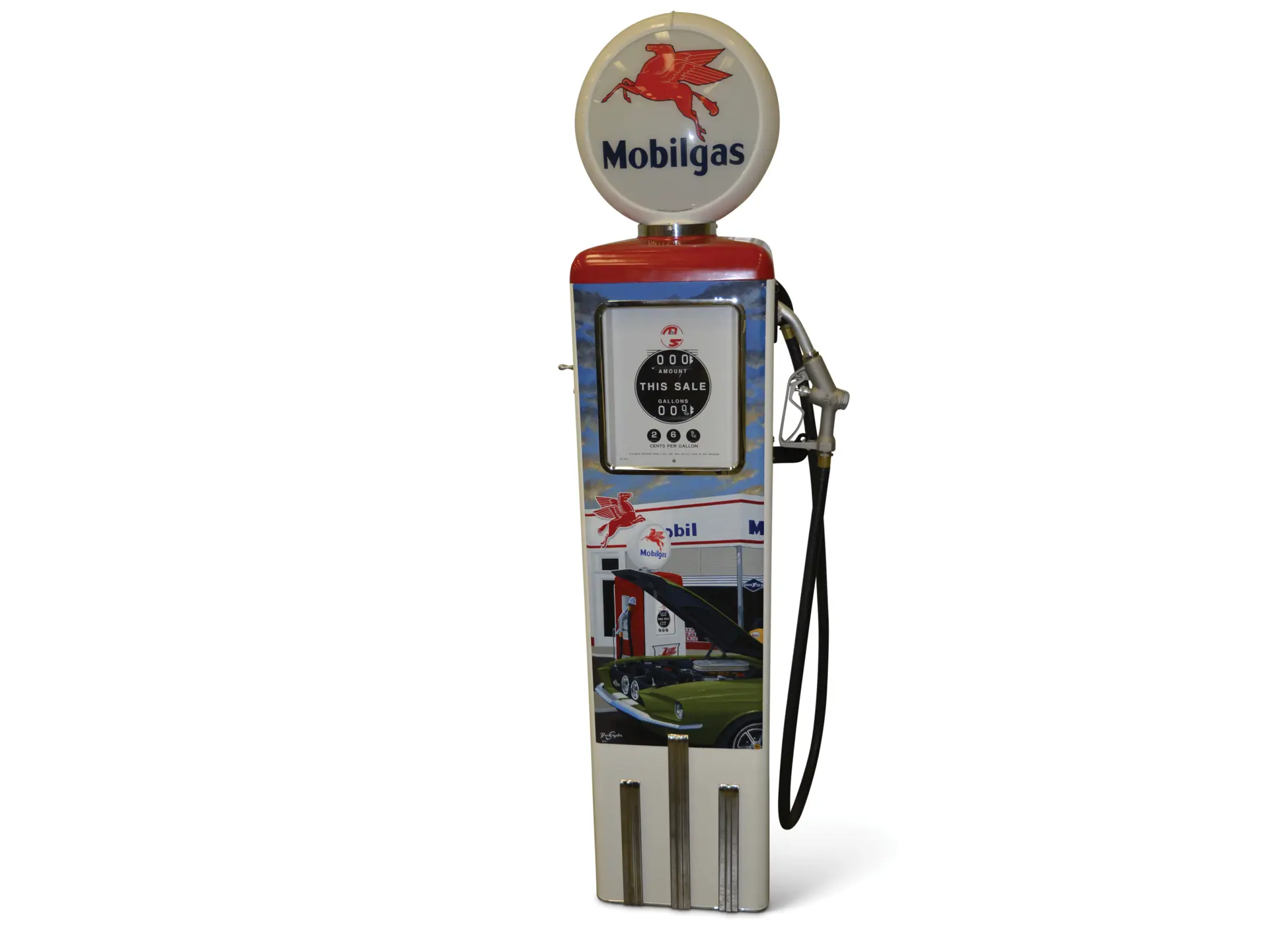 Reproduction M&S Gas Pump with Hand Painted Mobil Station and Mustang ...