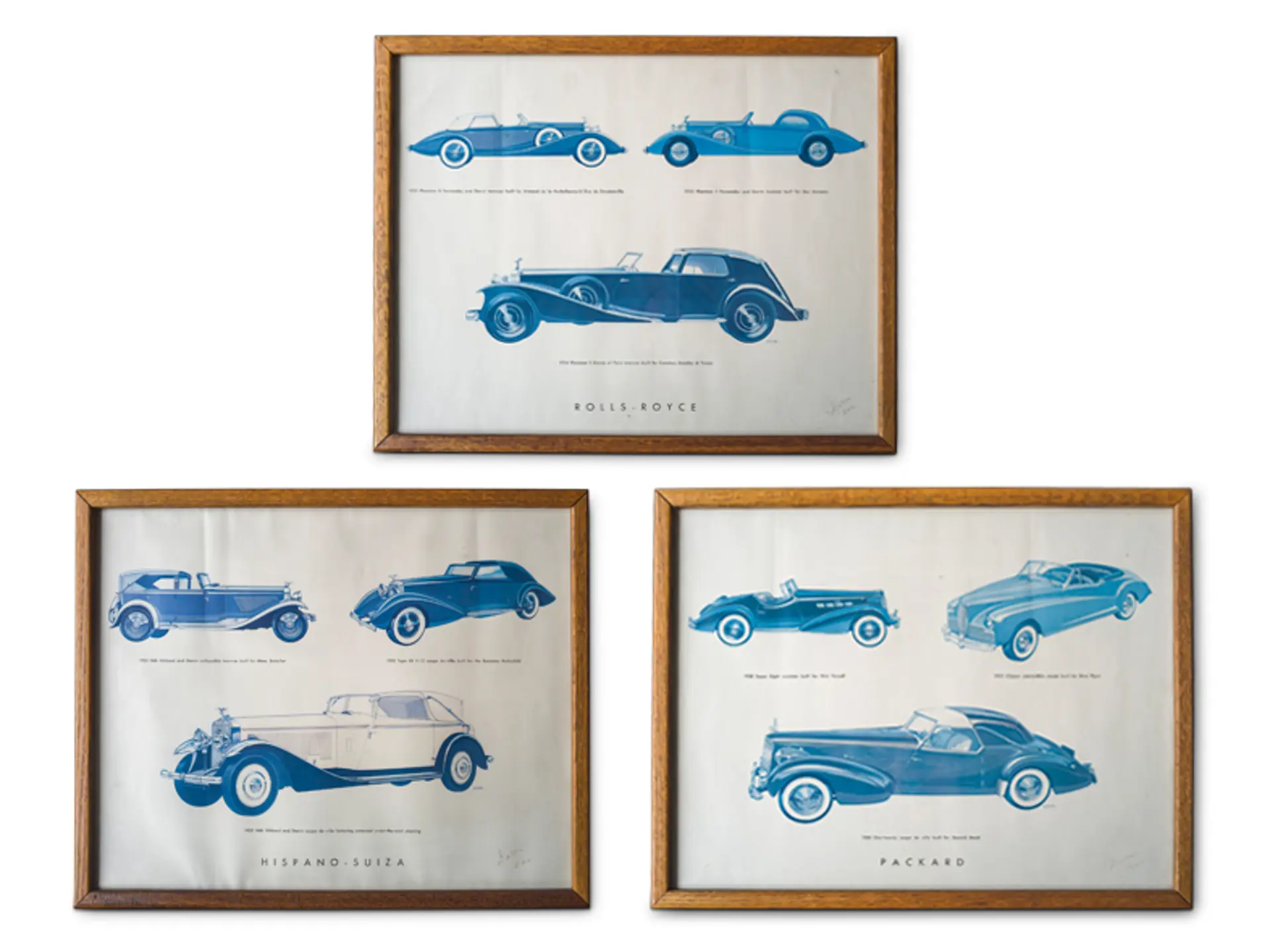 Framed Prints of Darrin Bodied Cars, Signed by "Dutch" Darrin, ca. 1976 ...
