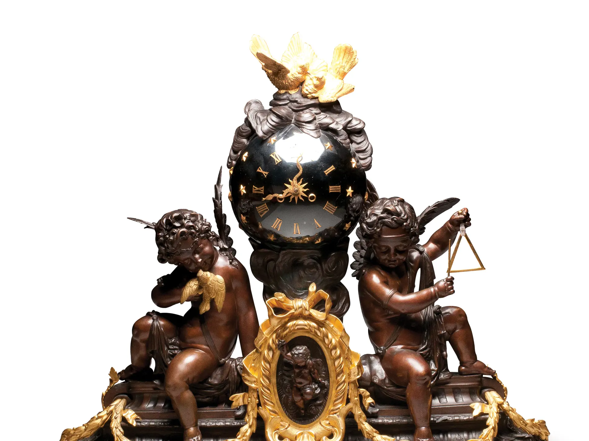 Massive Louis XV Style Patinated and Gilt Bronze Mantle Clock | The ...