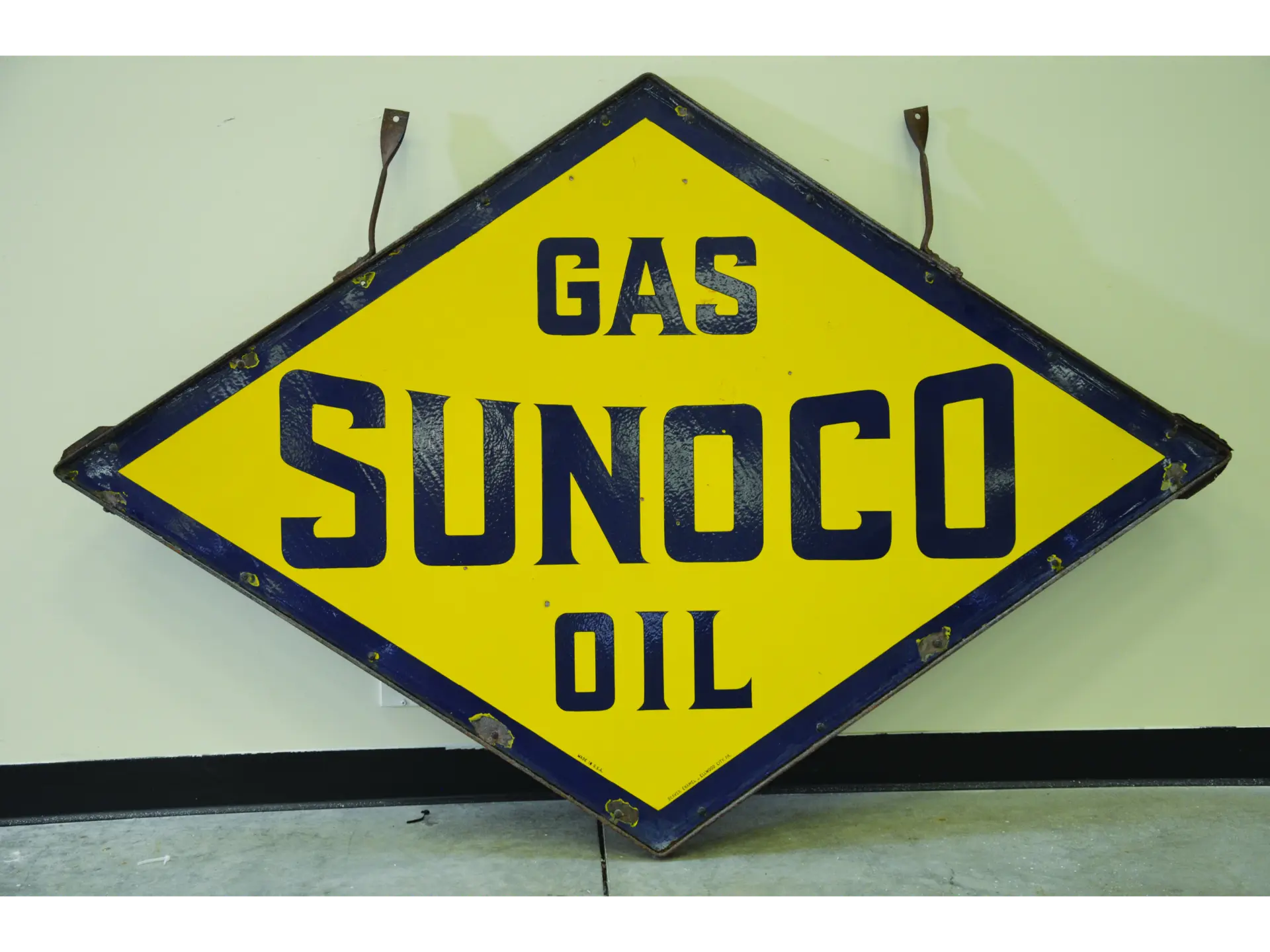 A double-sided, porcelain ‘Sunoco gas and oil’ sign, circa 1930s, 72" x ...