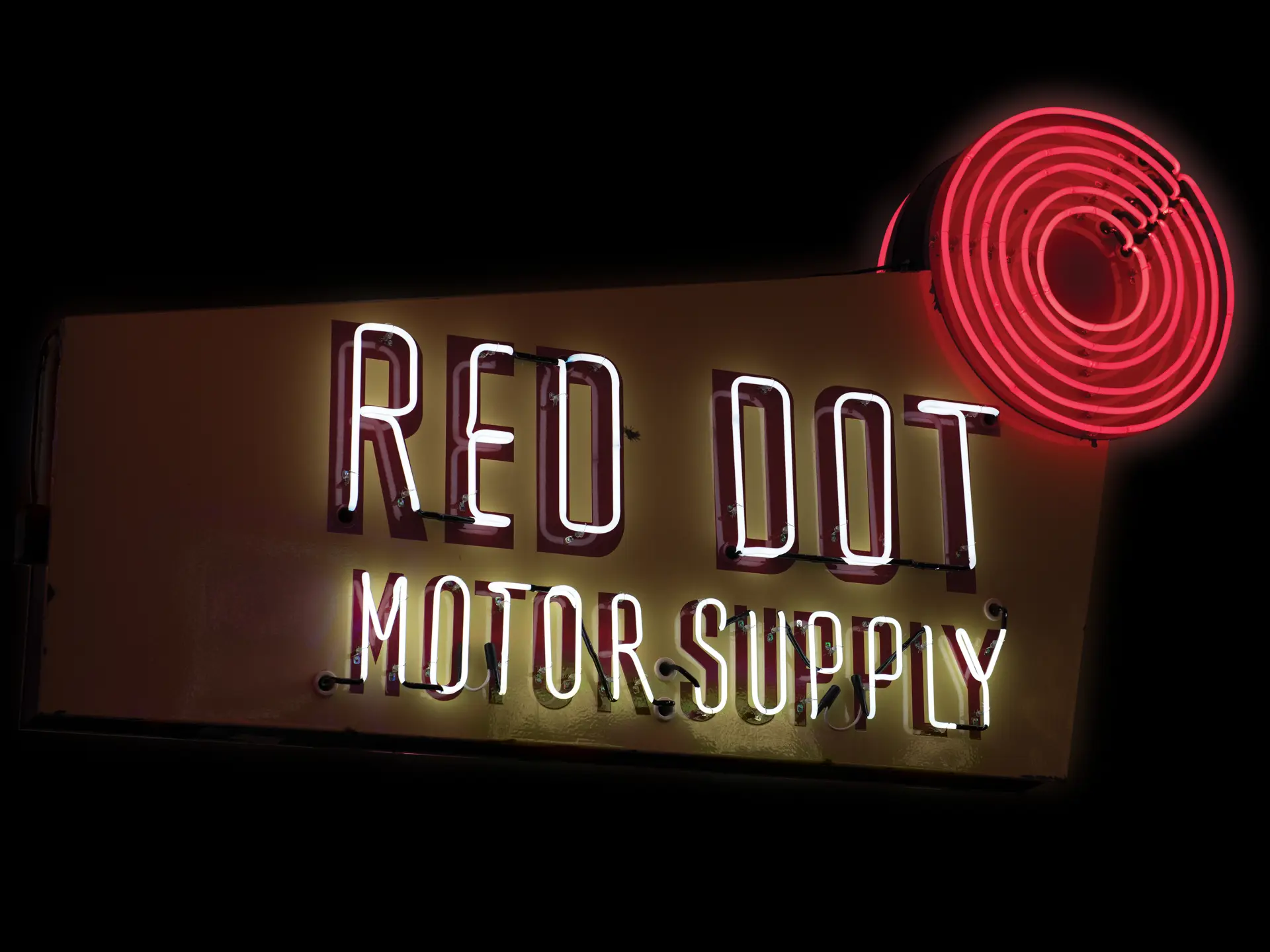 Red Dot Motor Supply Double-Sided Flashing Neon Sign | The Dingman ...