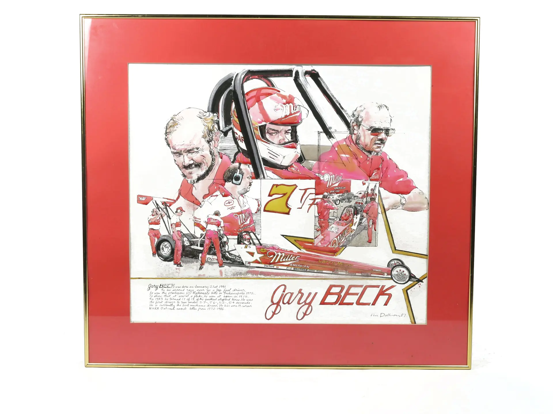 Drag Racing Driver Gary Beck - Watercolor by Ken Dallison | Auburn Fall ...