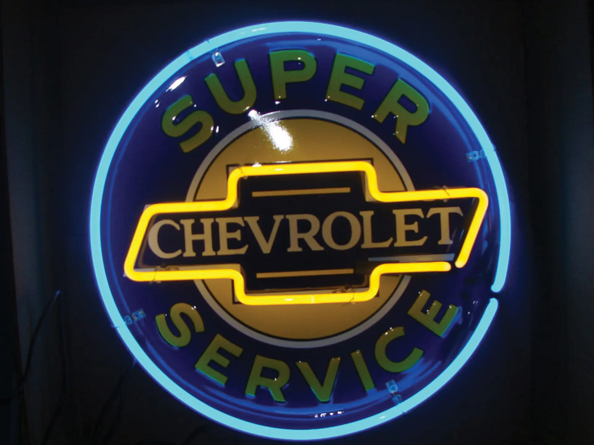Awesome Super Chevrolet Neon Sign (23 Inch Round with Canister ...