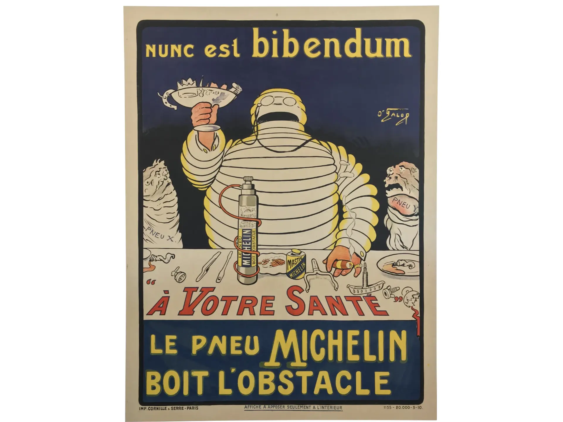 "Nunc est Bibendum" Michelin Poster by O'Galop, 1910 | Paris 2019 | RM ...