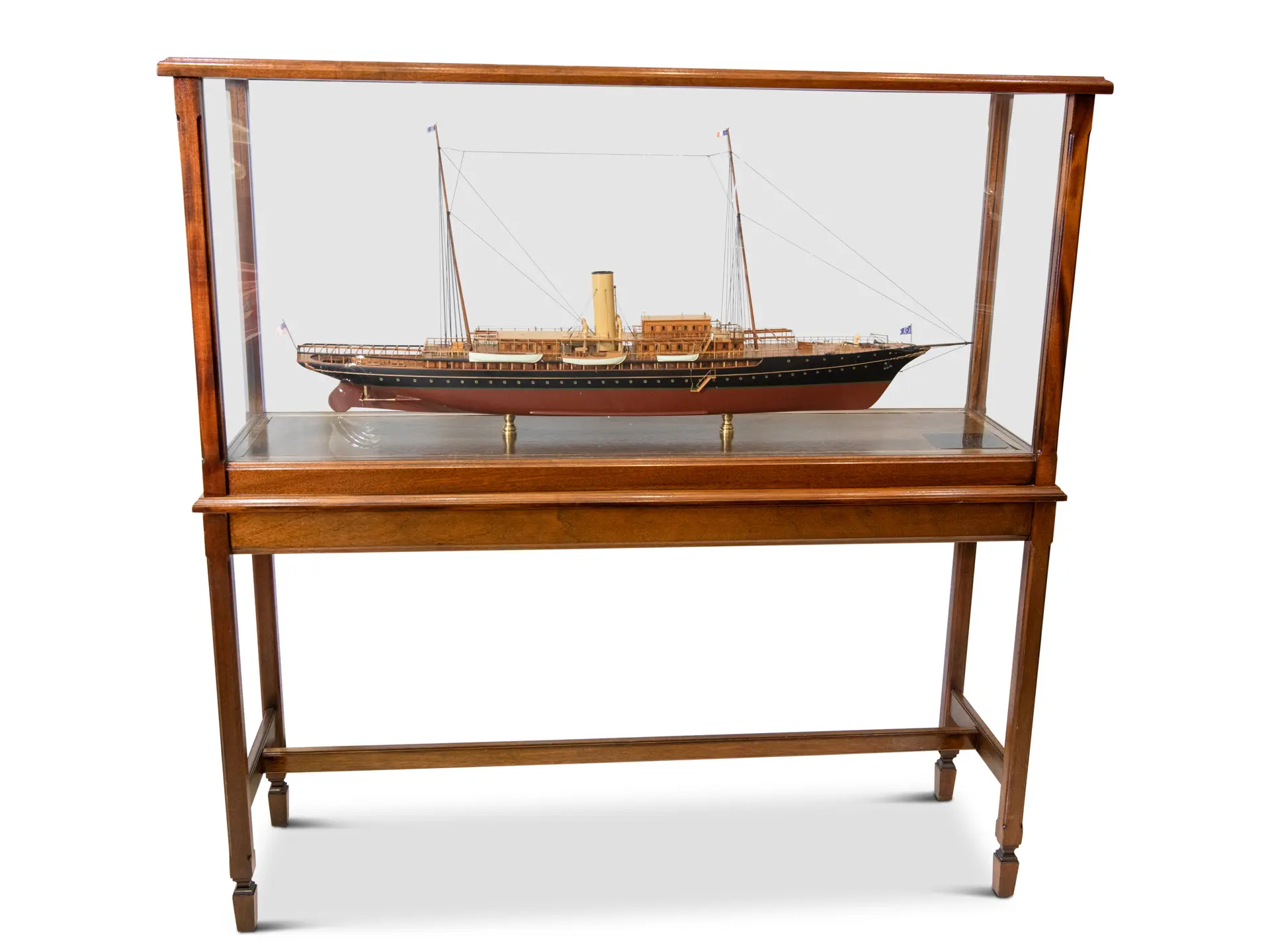 "Corsair" Steam Yacht Model with Mahogany Display Case | Dare to Dream ...