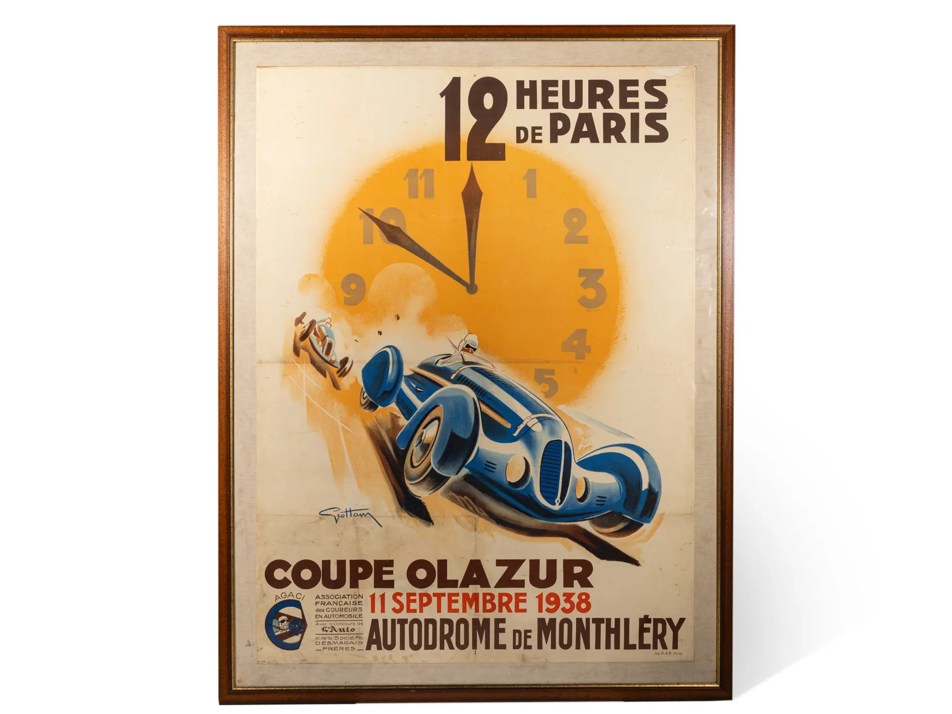 Geo Ham (Georges Hamel) 1938 Coupe Olazur Lithographic Framed Poster ...
