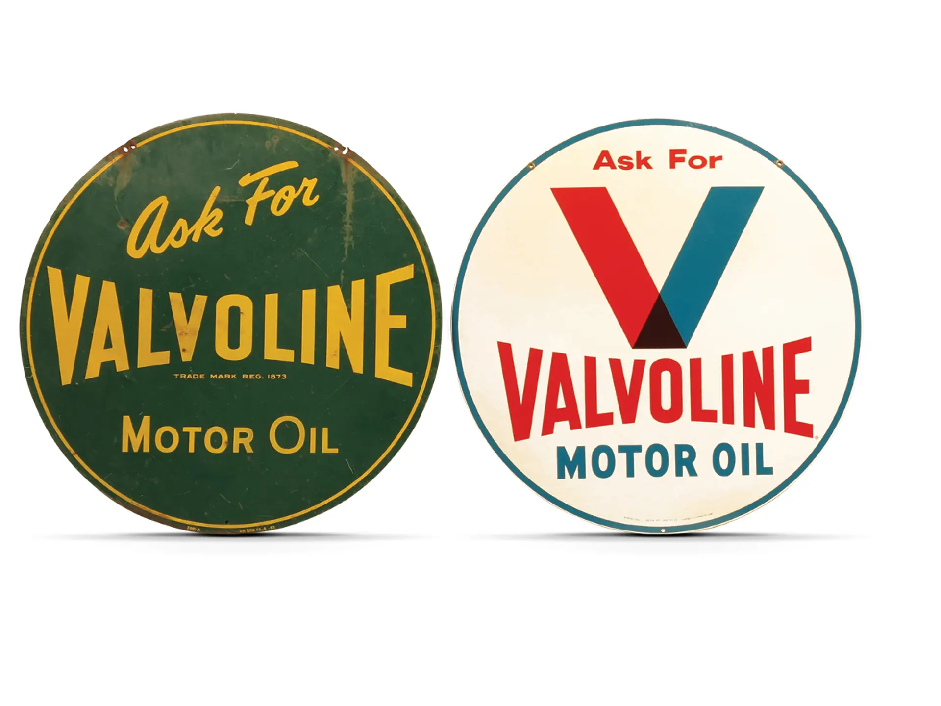 Two Valvoline Painted Tin Signs | Auburn Memorabilia Auction | RM Sotheby's