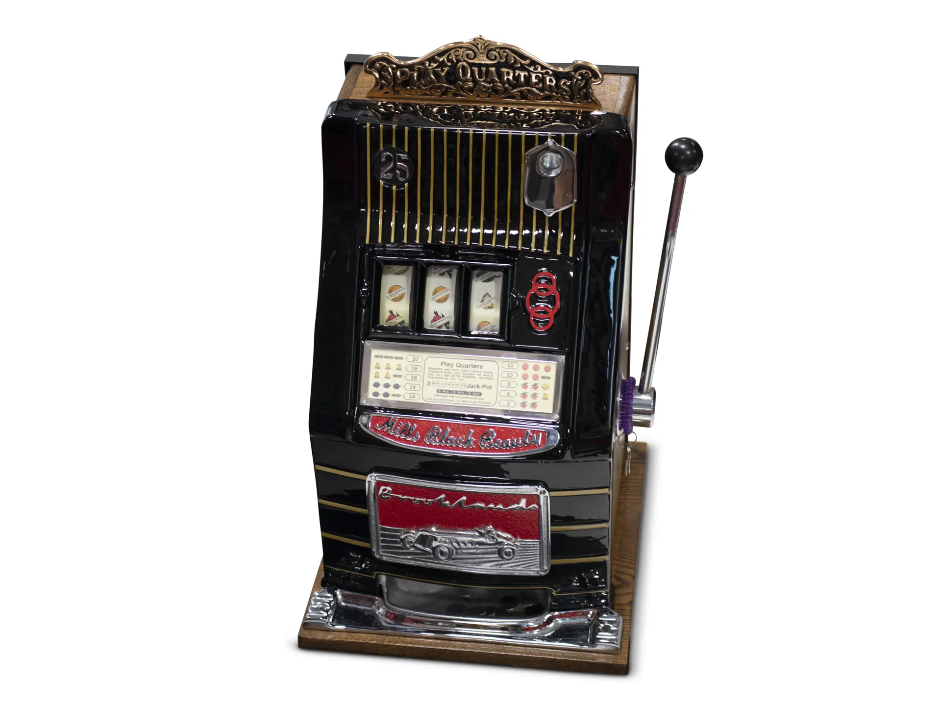 Reproduction Mills Black Beauty Brooklands 25¢ Slot Machine | Gene ...