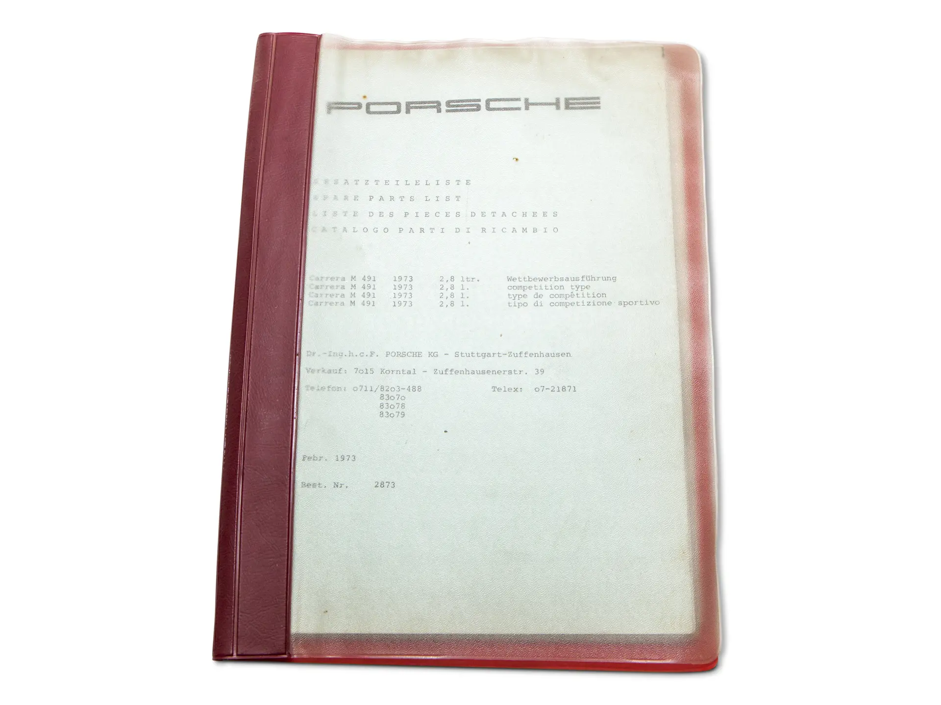Porsche 911 Carrera RSR M491 Spare Parts List, 1973 | A Lifetime of ...