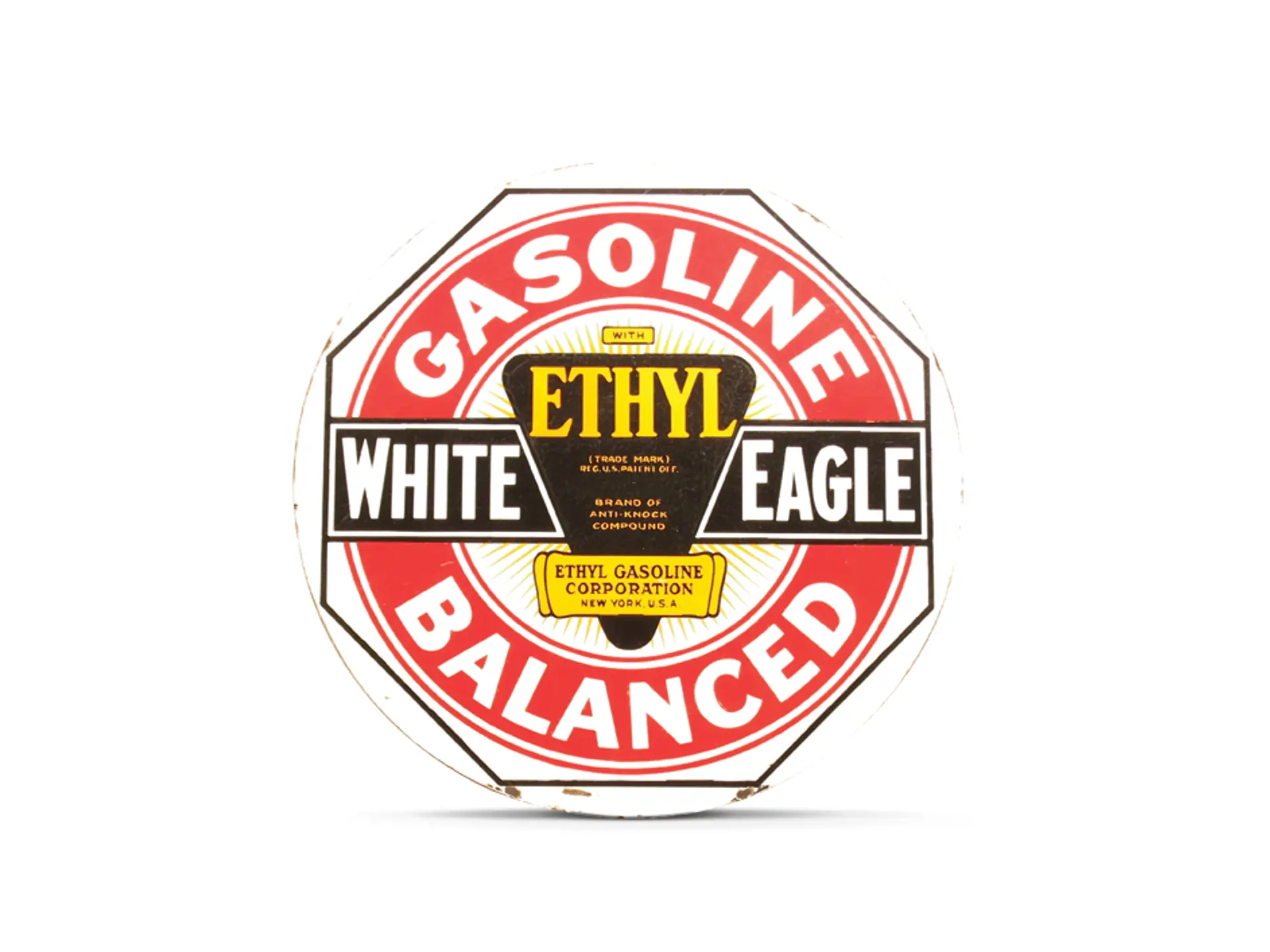 White Eagle Ethyl Gasoline Porcelain Sign | Auburn Memorabilia Auction ...