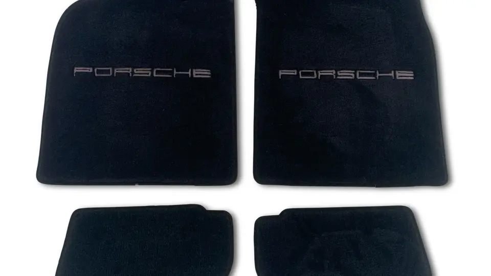 Four Porsche Floor Mats with Black Script | The White Collection ...