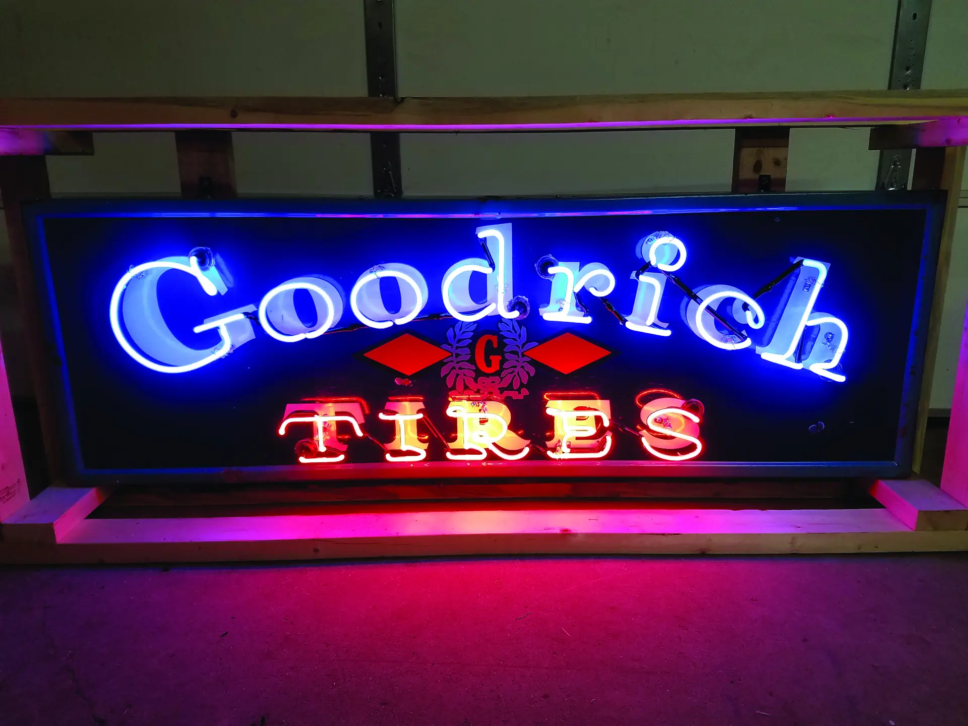 A Goodrich Tires, porcelain neon sign, original sign, 24in x 60in ...