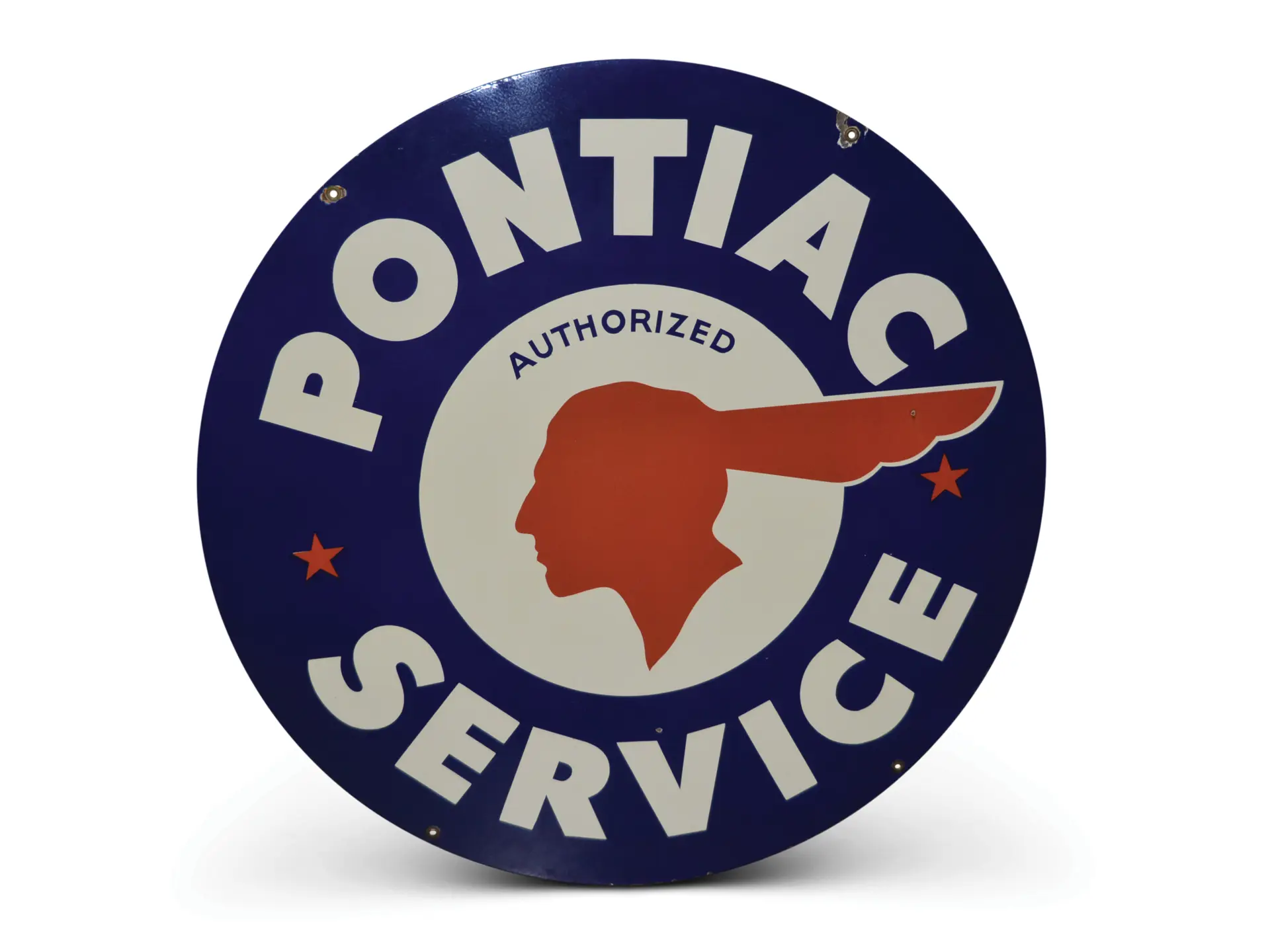 Pontiac Service with Stars and Full Feather Logo Porcelain Sign ...