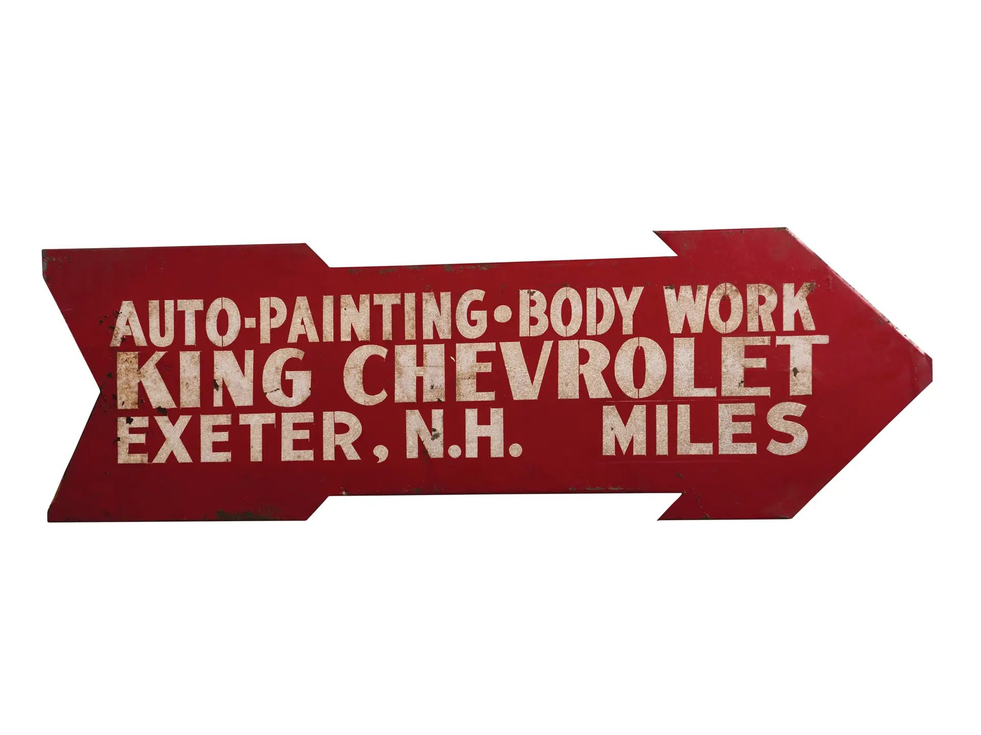 King Chevrolet Exeter, NH Arrow Tin Sign | The Dingman Collection | RM ...