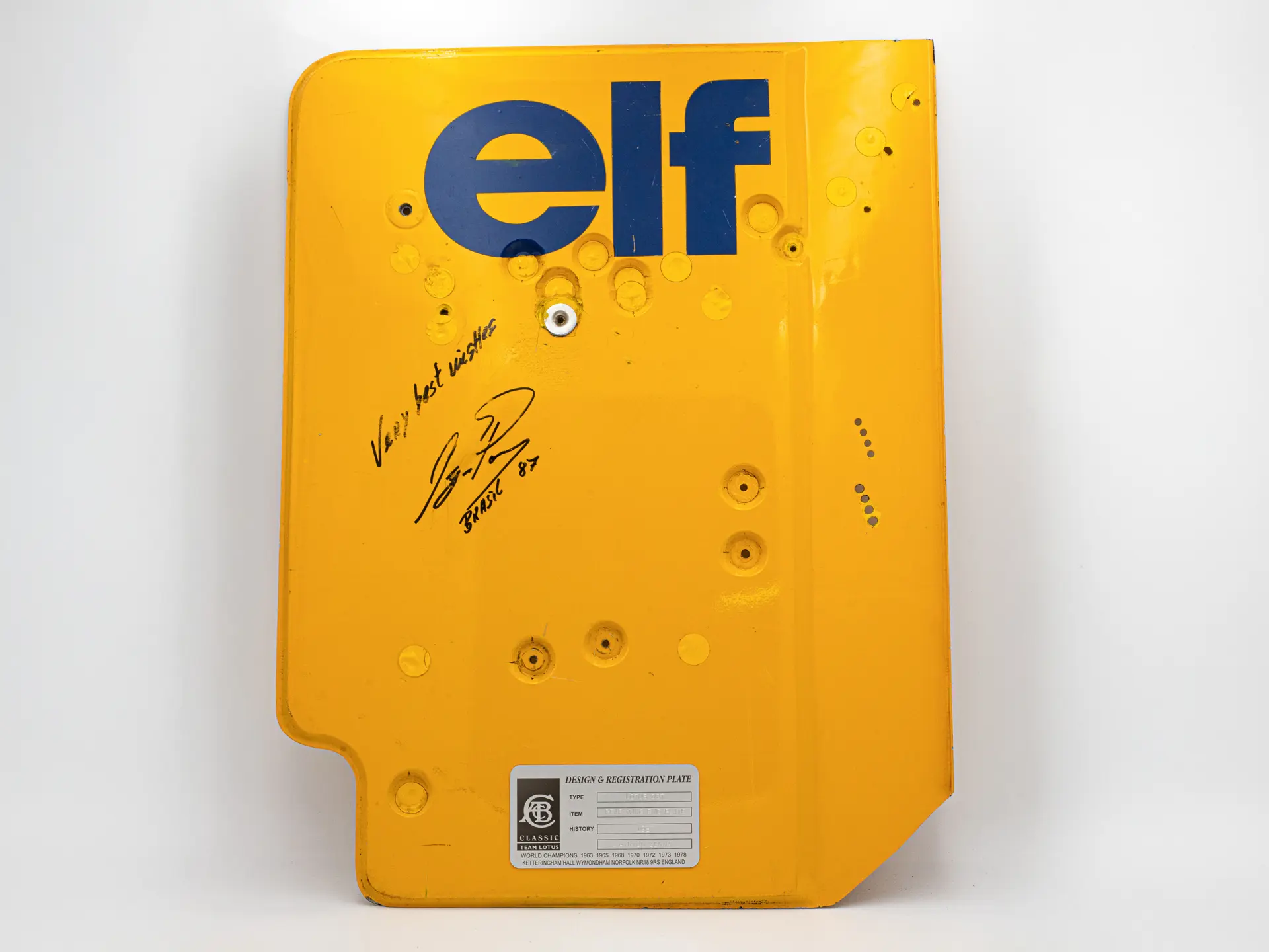 1987 Ayrton Senna Lotus 99T Formula 1 End Plate | The Champions ...