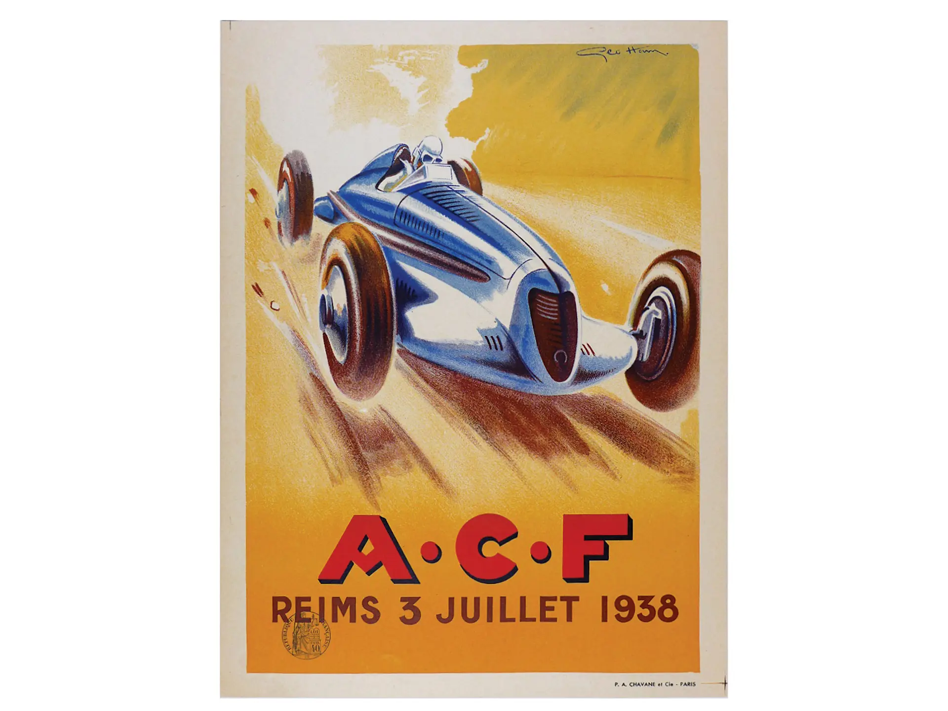 A.C.F, Reims, 1938 | Original Racing Posters, 1925-1972 2020 | RM Sotheby's