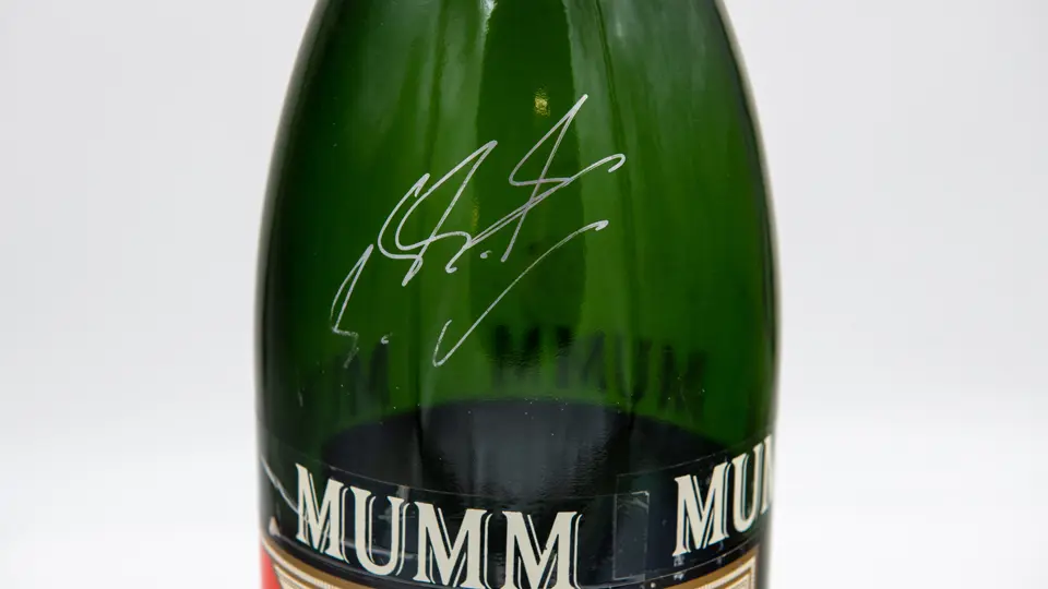 2000 Michael Schumacher Signed Formula 1 Mumm Champagne Bottle | Full ...