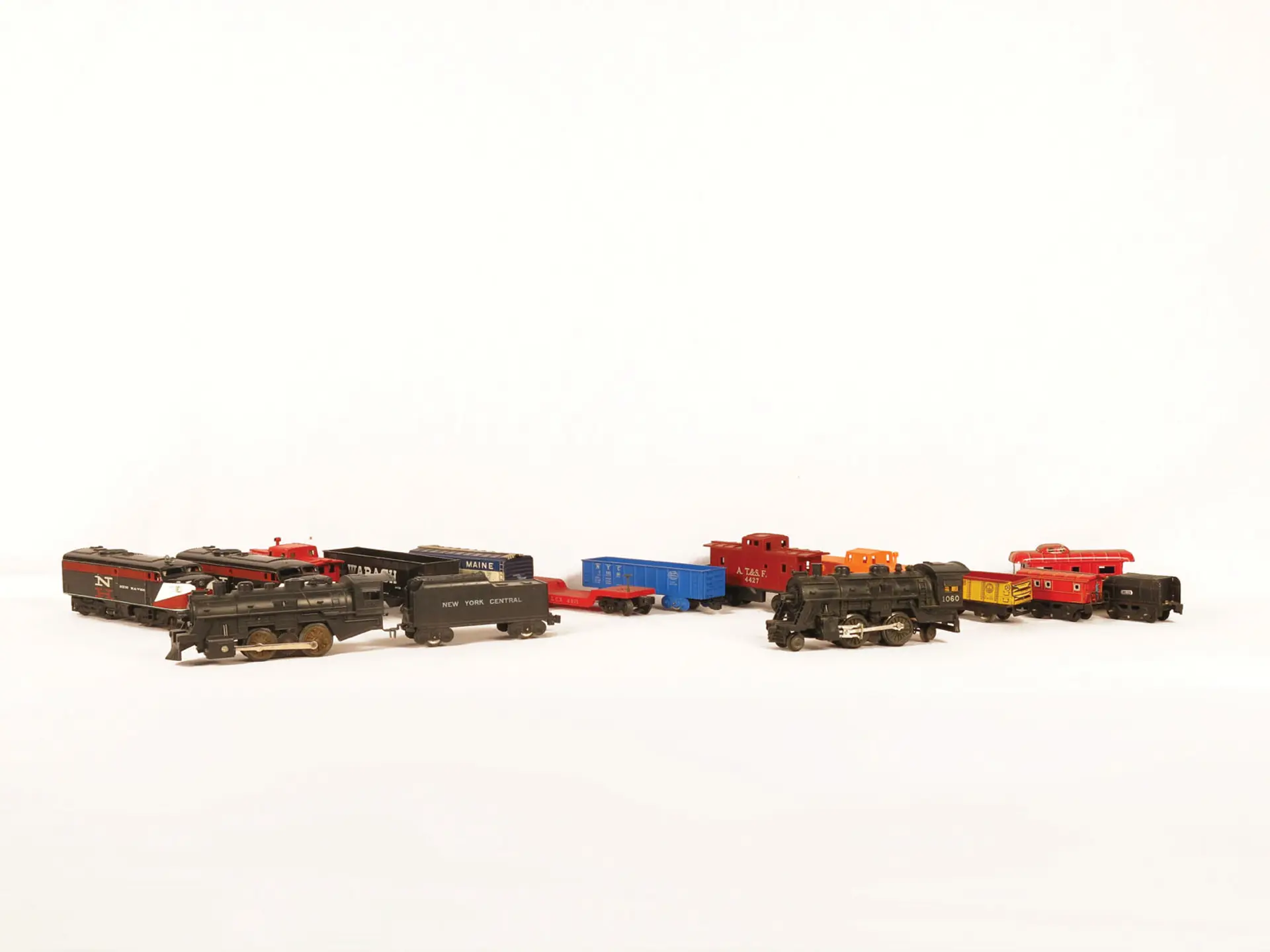 Two Marx Steam Locomotives with Tenders, Two Diesel Engines, Five ...