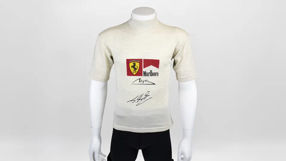 Michael Schumacher Scuderia Ferrari Formula 1 Signed Nomex T-Shirt ...