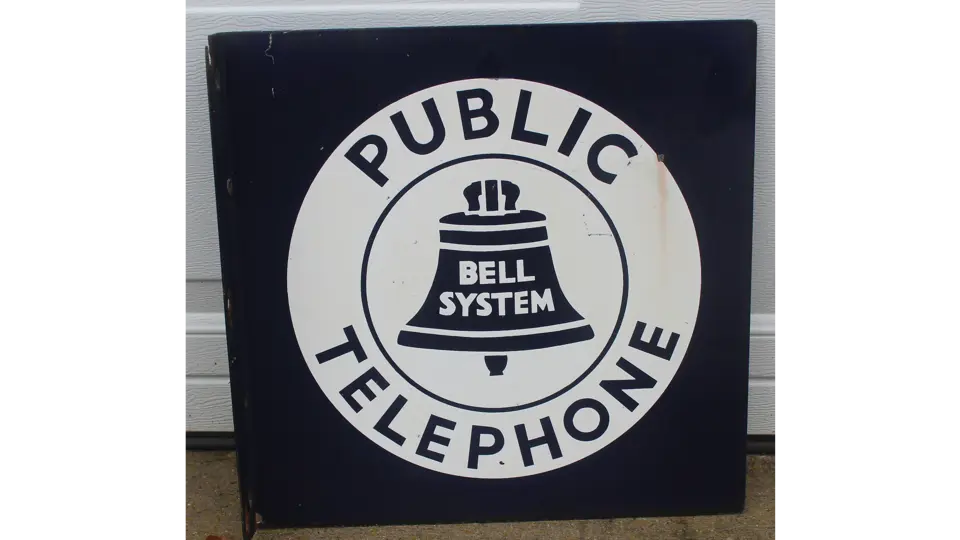 Bell System Public Telephone Porcelain Flange Sign | Auburn Spring 2018 ...