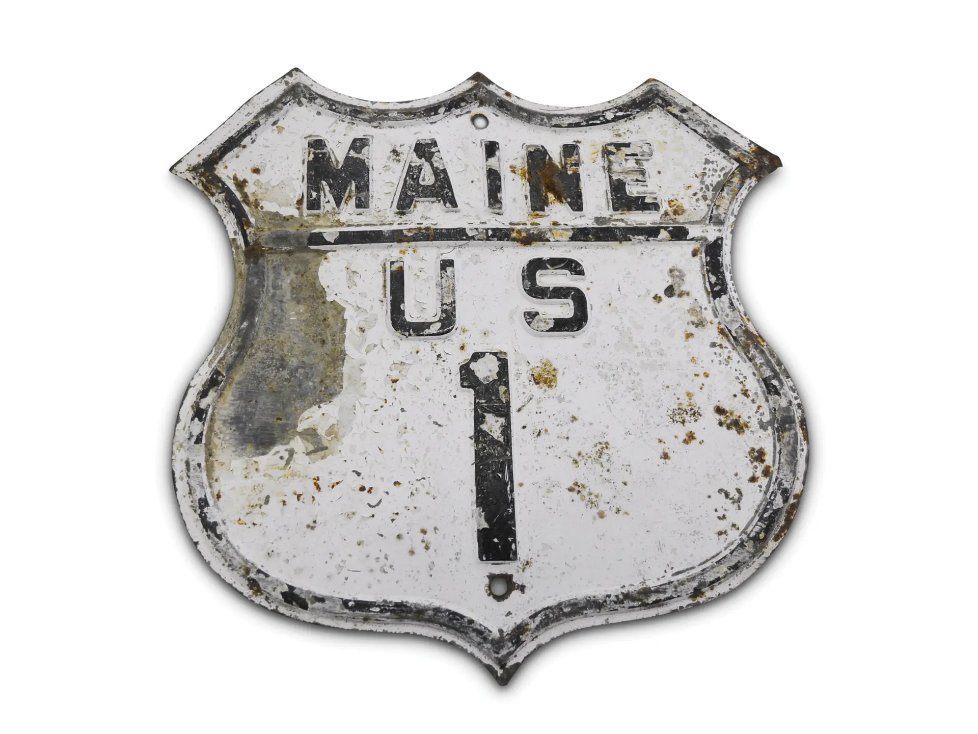 Maine U.S. Route 1 Shield Tin Sign | Auburn Fall 2019 | RM Sotheby's