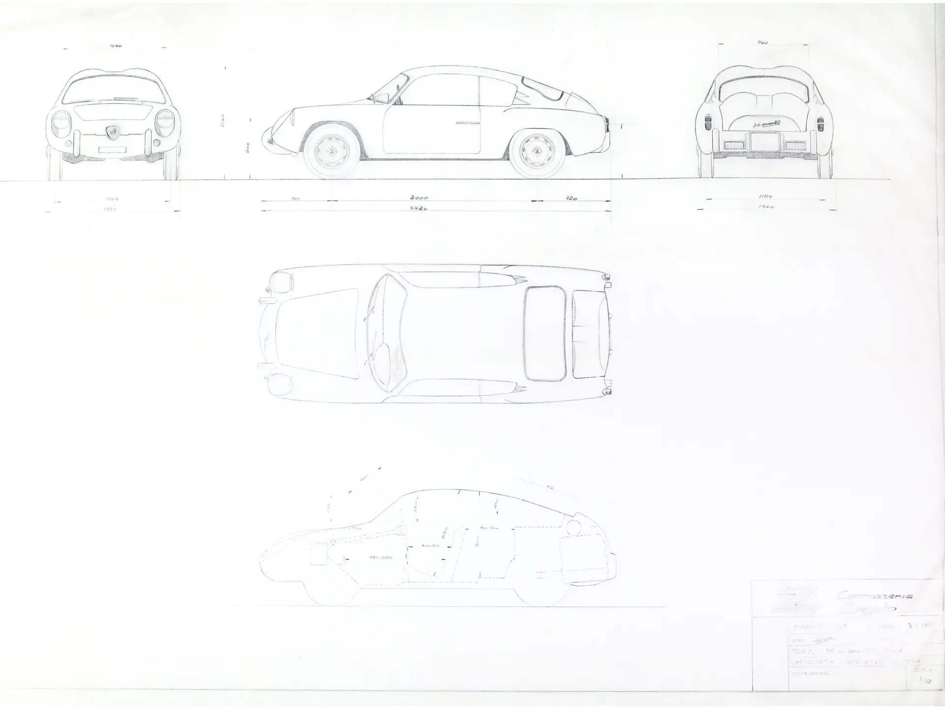 Fiat-Abarth 750 GT 'Double Bubble' Zagato Blueprint | Villa Erba 2019 ...