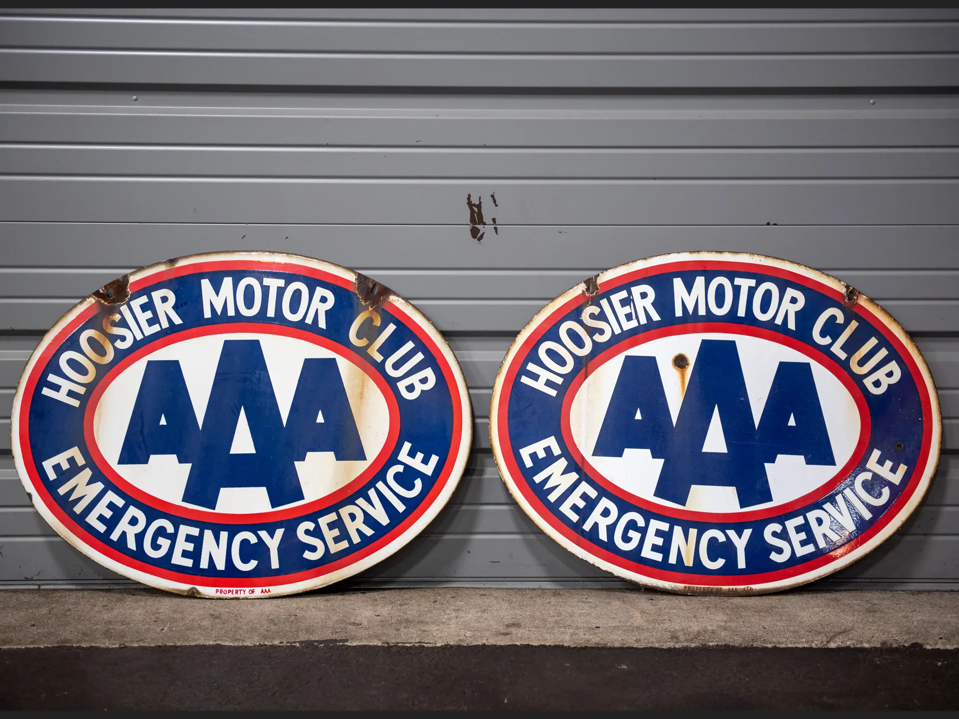 AAA Hoosier Motor Club Double-Sided Porcelain Signs | Auburn Fall 2021 | RM Sotheby's