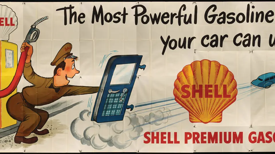 Original Shell premium gasoline billboard poster 1940's art by Fredrick ...