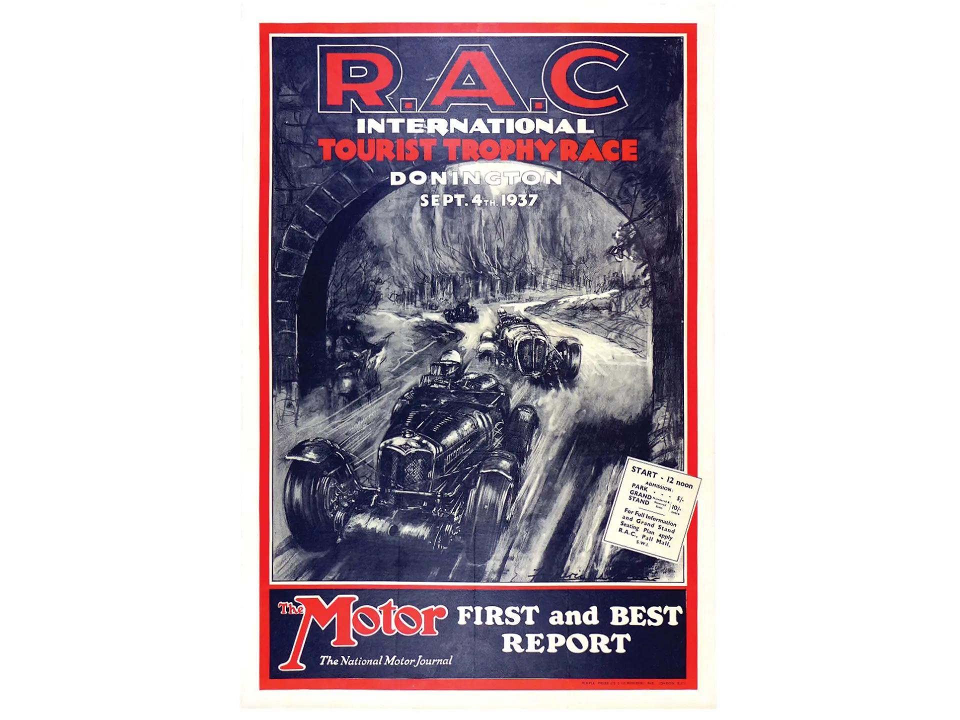 R.A.C. International Tourist Trophy Race, Donington, 1937 | Original ...