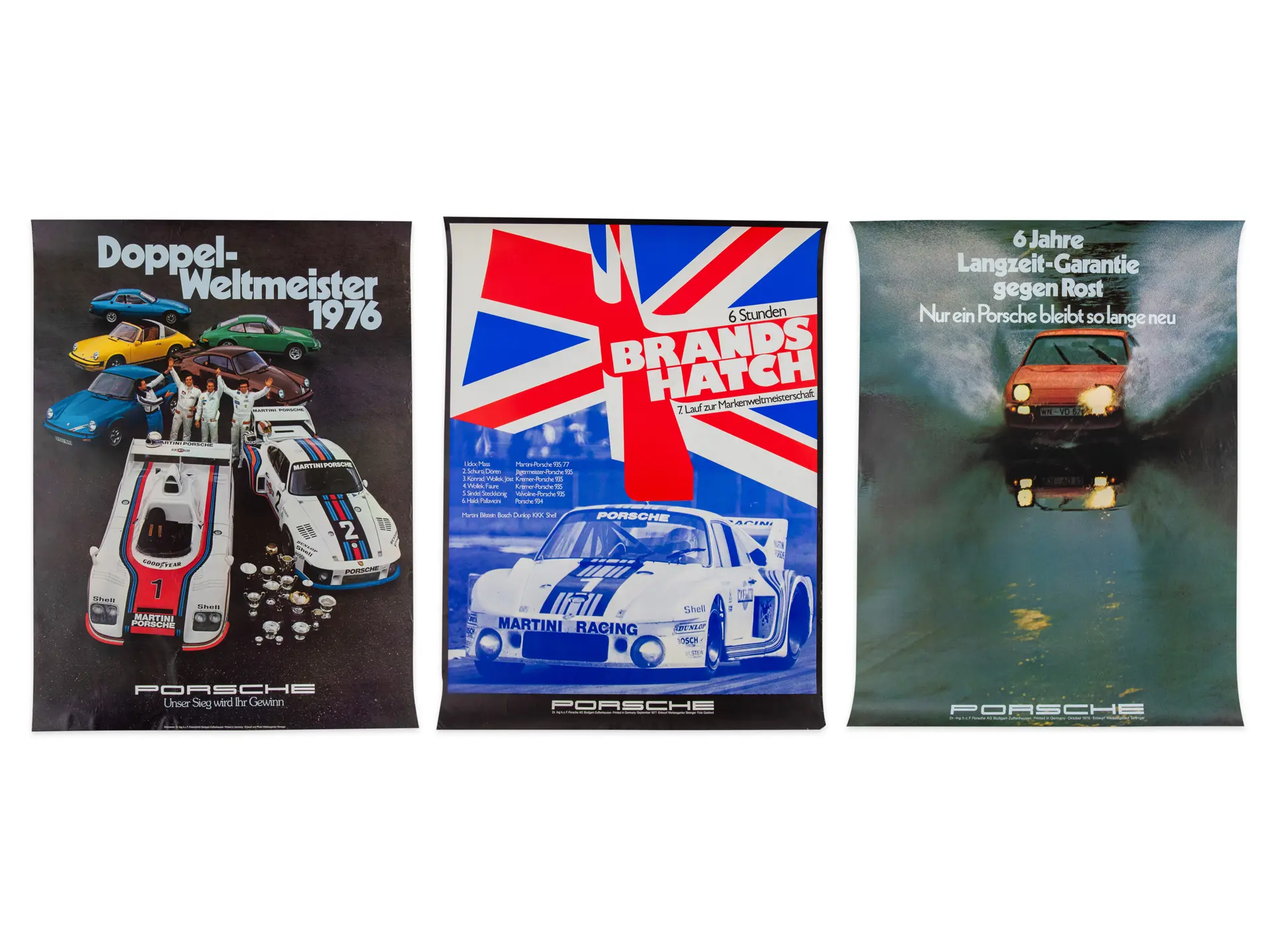 1977 Brands Hatch Porsche Racing Poster and Two 1976 Porsche ...