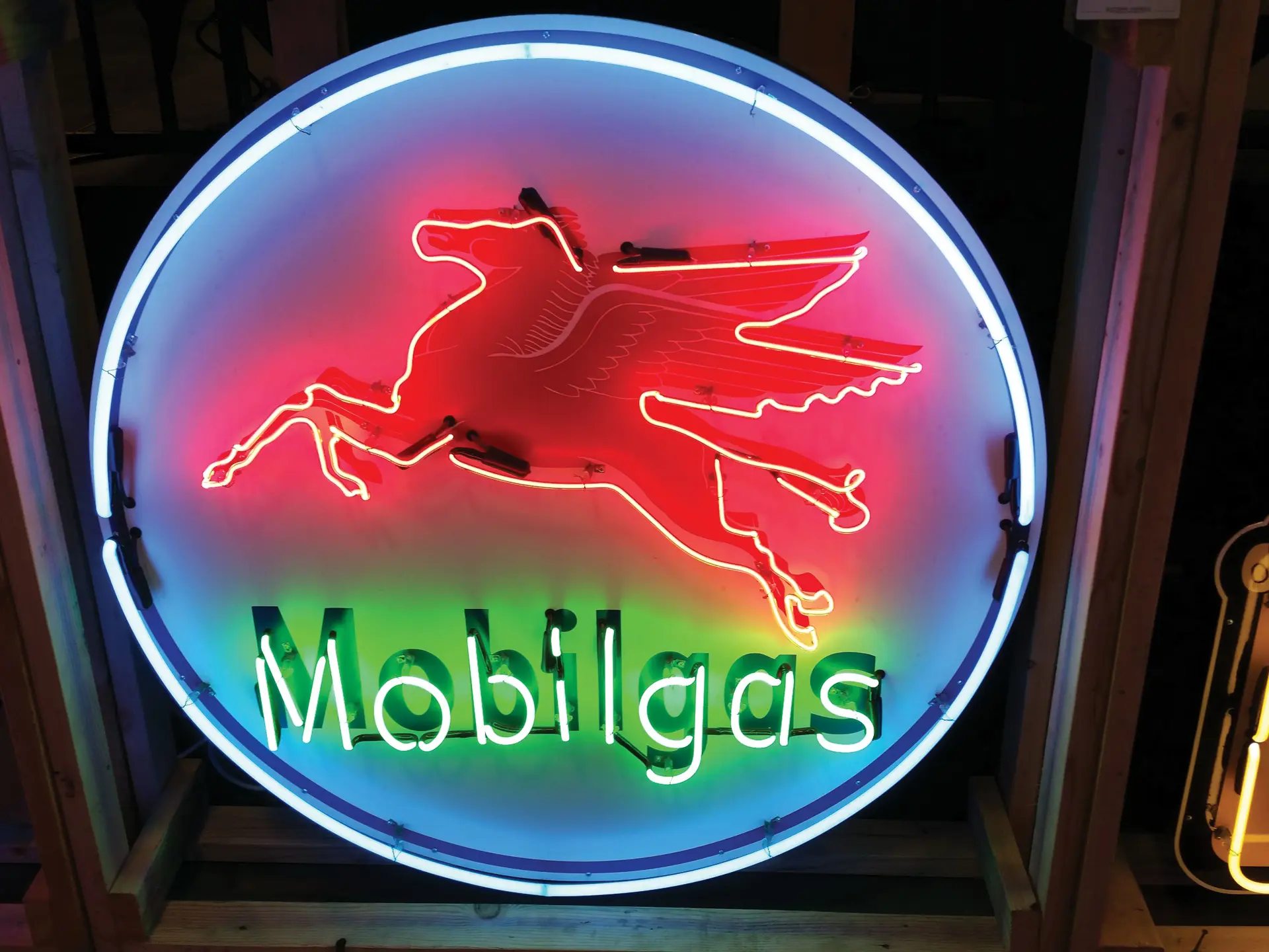 Mobil Gas Tin Neon Sign, with Flasher, 48" x 48", New Neon ...