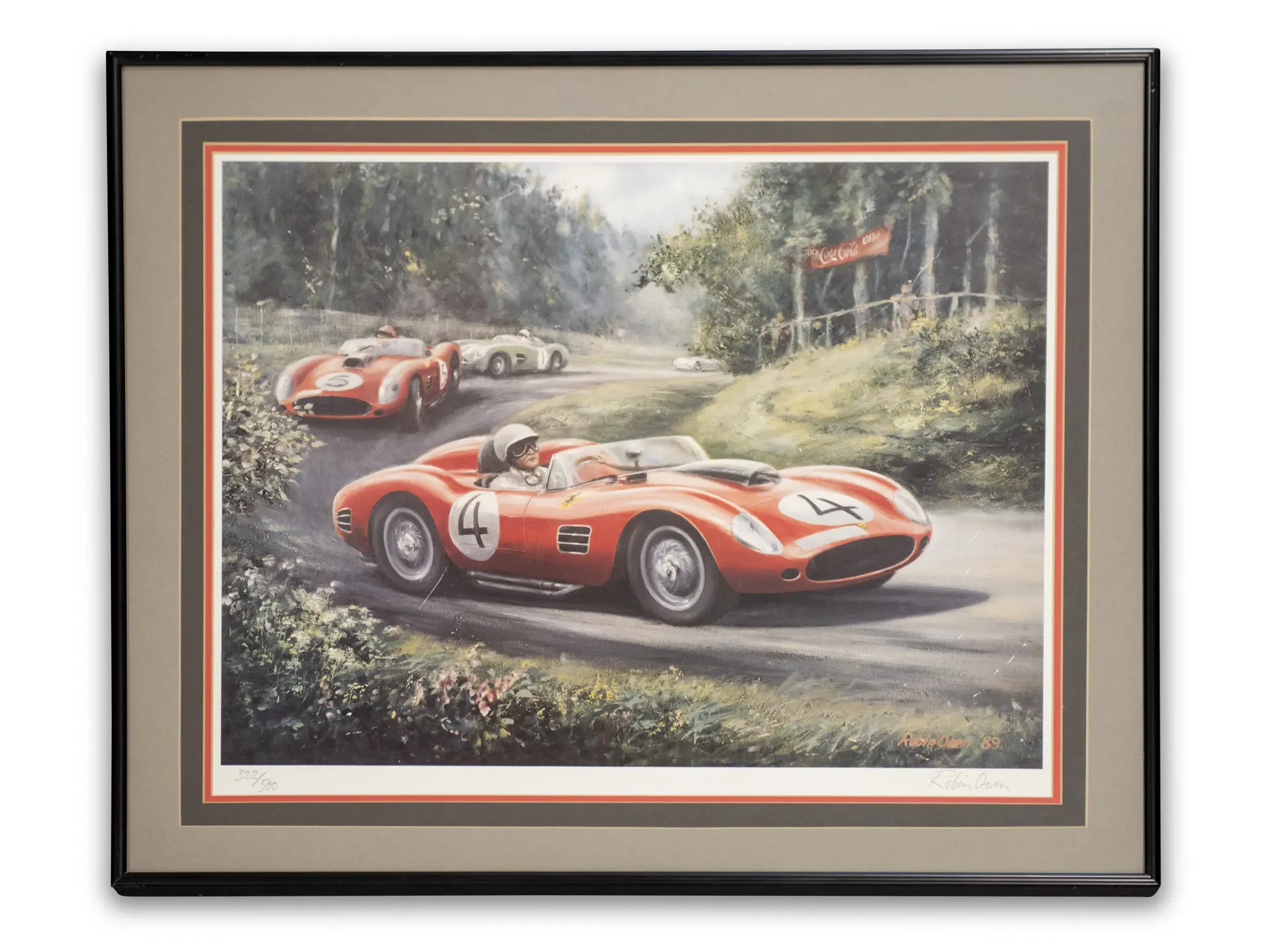 #4 Scuderia Ferrari Hand-Signed Color Lithograph by Robin Owen, 1989 ...