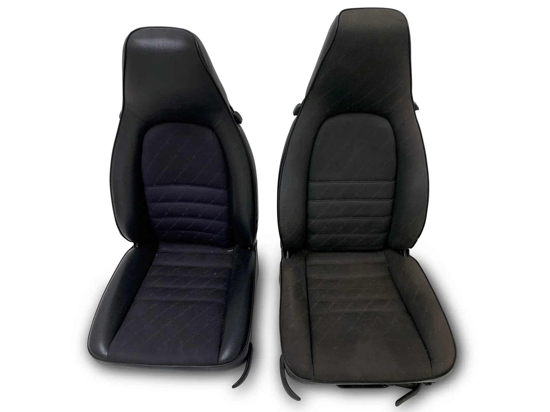 Two Porsche 944 Seats in Black Vinyl with Porsche Script Fabric Insert ...