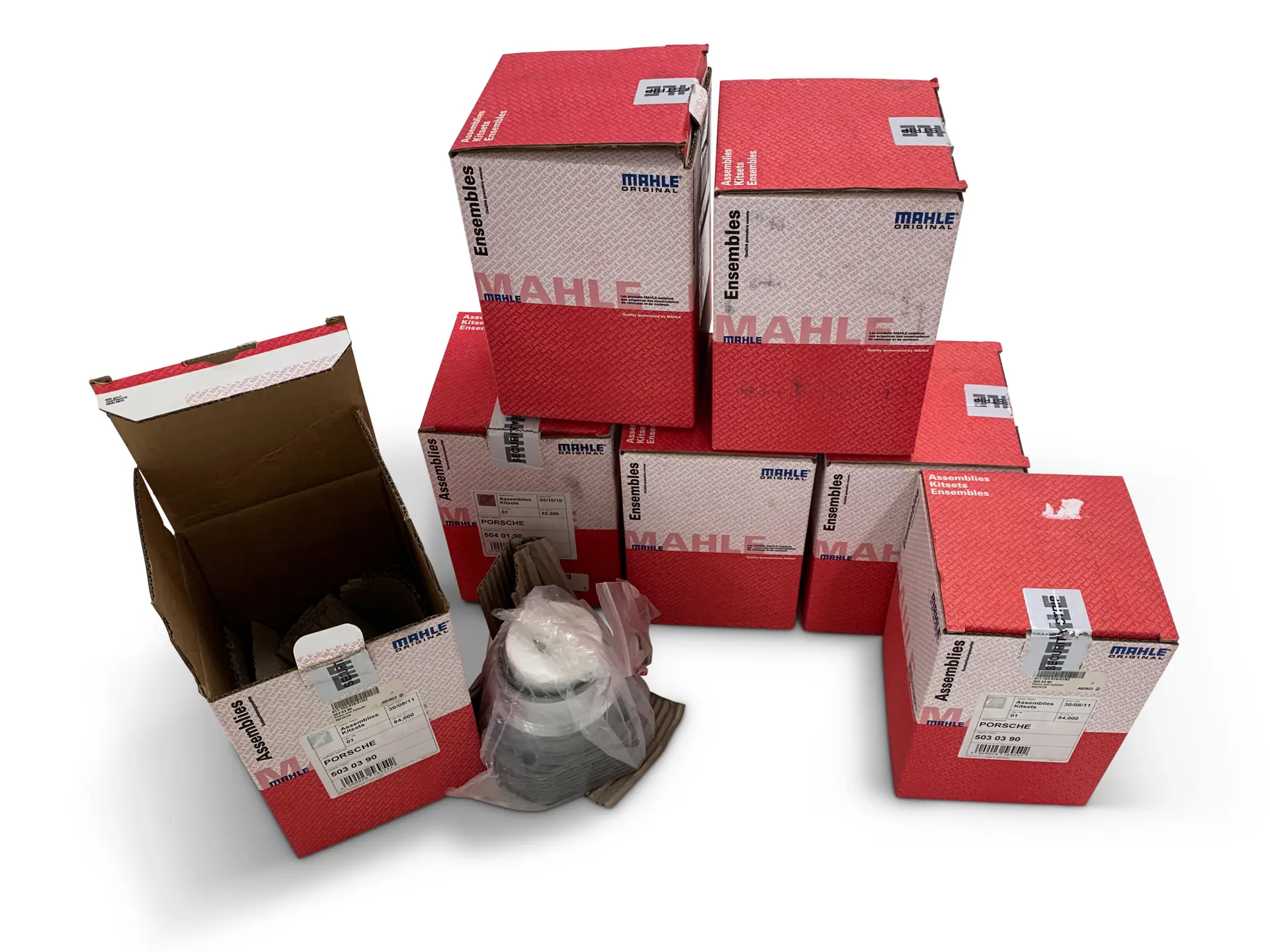 Six Mahle Porsche Piston and Cylinder Assemblies | The White Collection ...