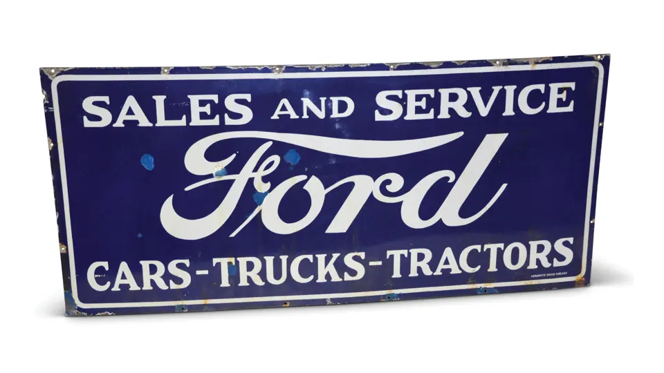 "Ford Sales and Service Cars-Trucks-Tractors" Porcelain Sign | Auburn ...