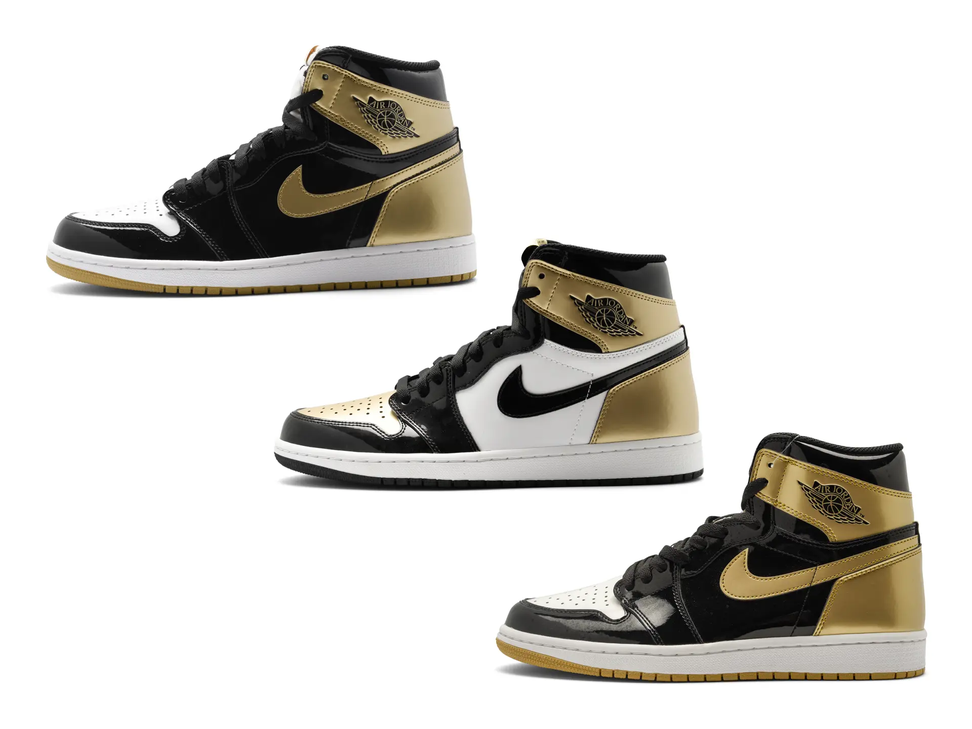 Set of Three | Nike Air Jordan 1 Retro High NRG Gold Toe & Gold Top 3 ...