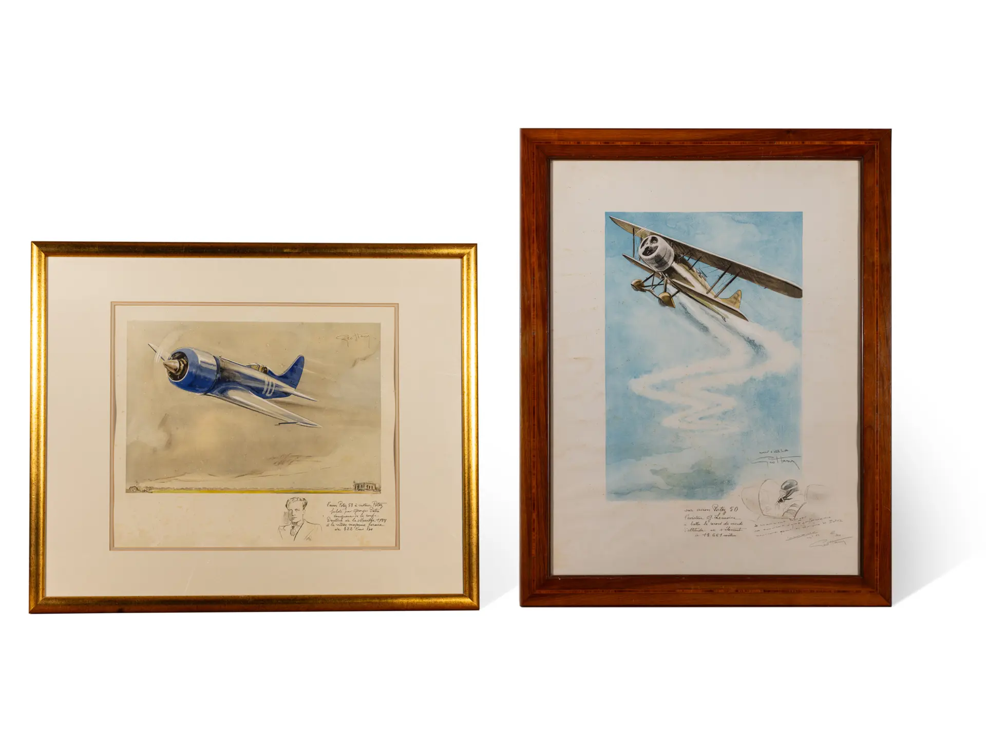 Two Limited Edition Geo Ham (Georges Hamel) Potez Signed Lithographic ...
