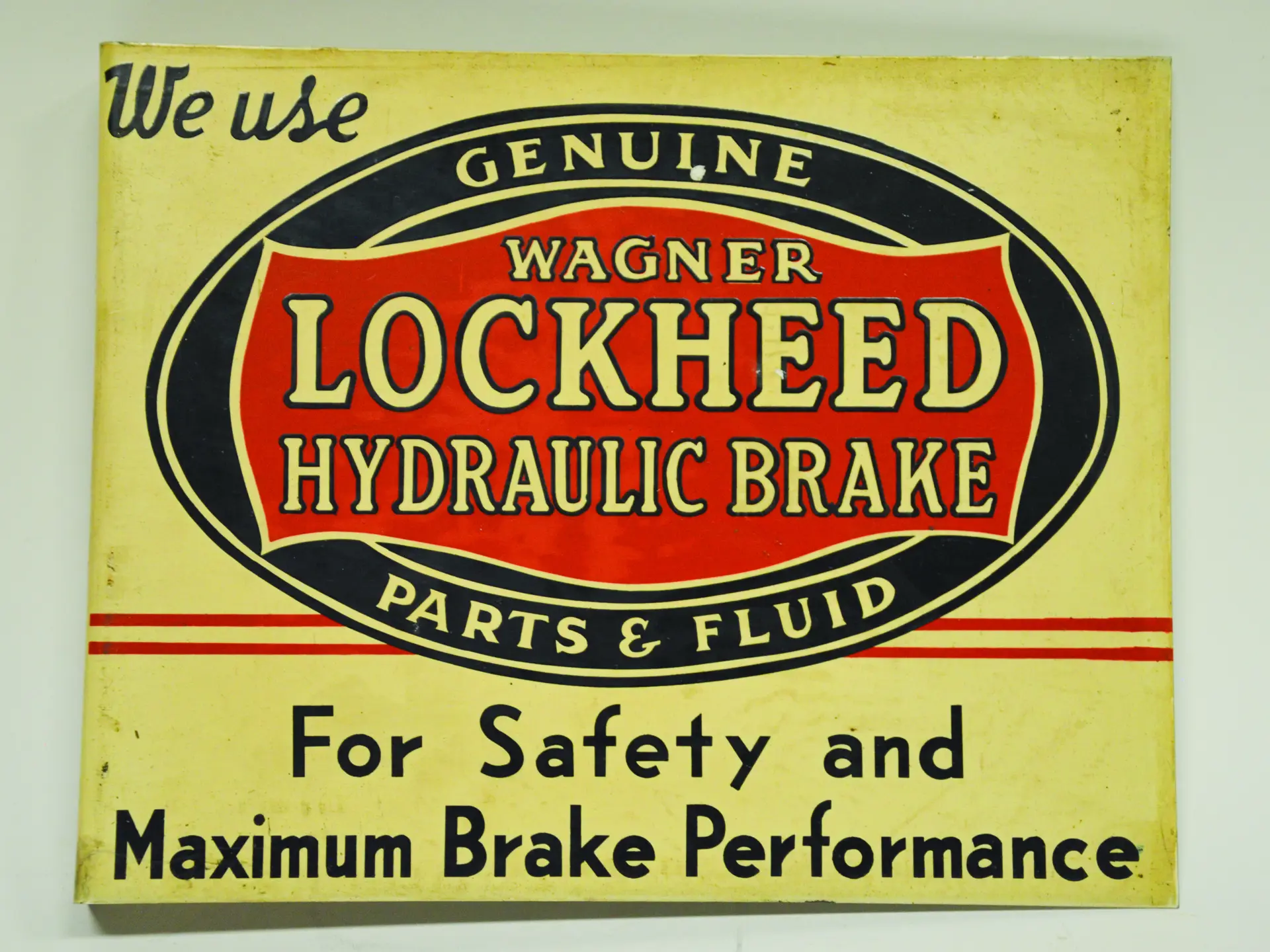 Wagner Lockheed hydraulic brake flange sign, 12.5" x 9.75." | Auburn ...