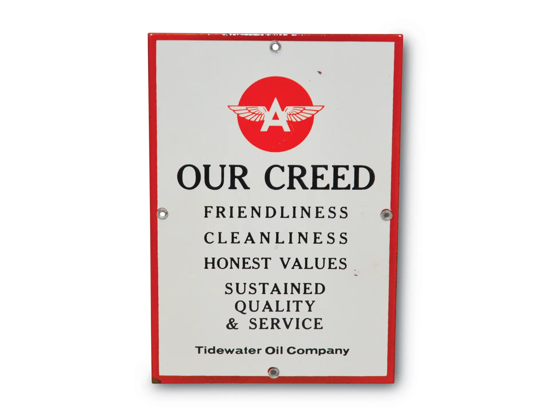 Tidewater Oil Company Our Creed Sign | Auburn Spring 2019 | RM Sotheby's