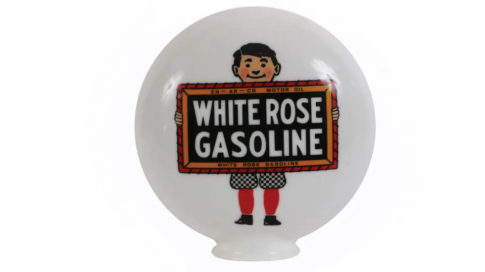 EN-AR-CO WHITE ROSE GAS PUMP GLOBE | Private Collection of Tom ...