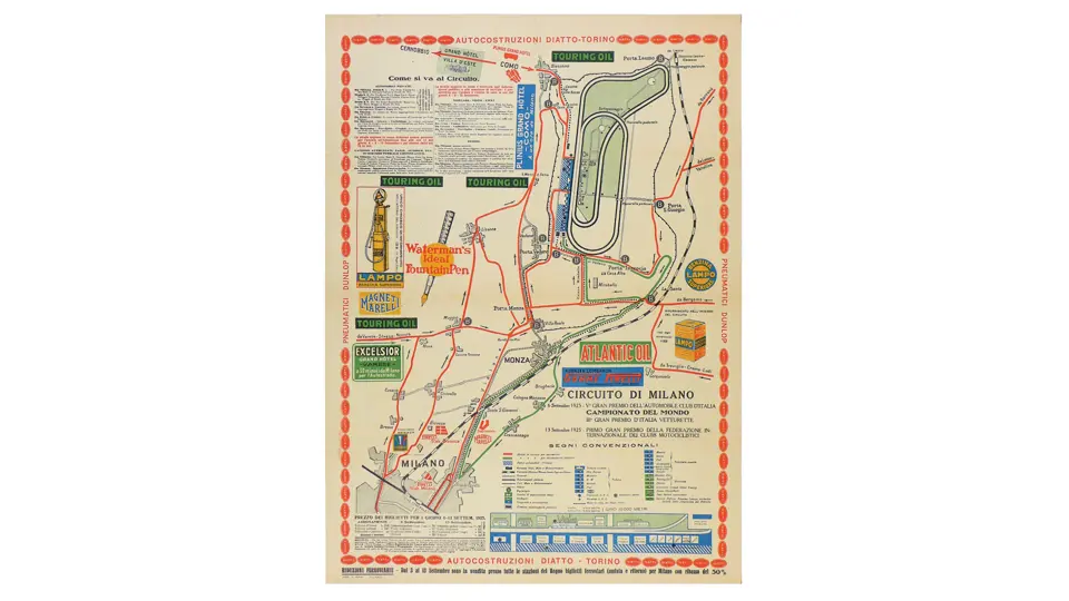 Circuito di Milano, Monza, Event Map, 1925 | Original Racing Posters ...