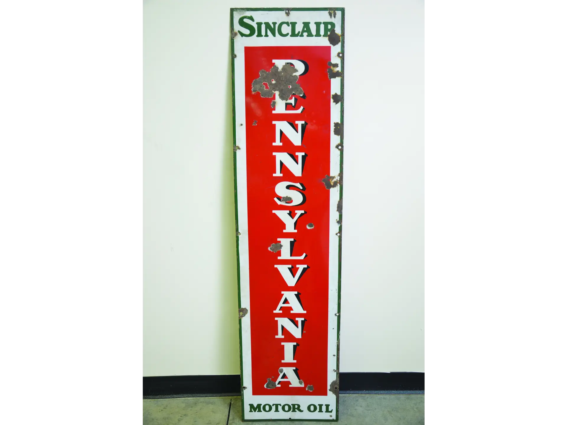 A single-sided, Sinclair Pennsylvania Motor Oil sign, 15" x 60 ...