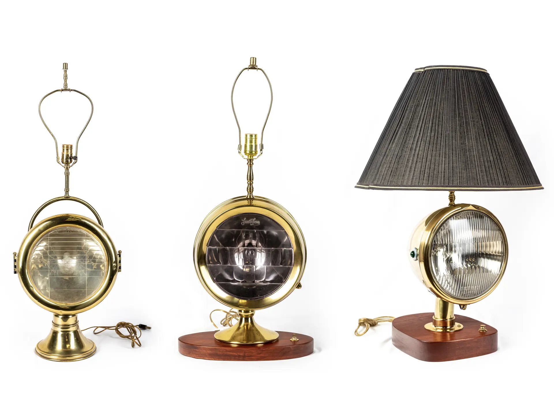 Three Brass-Era Restored Headlight Table Lamps | Open Roads, May | RM ...