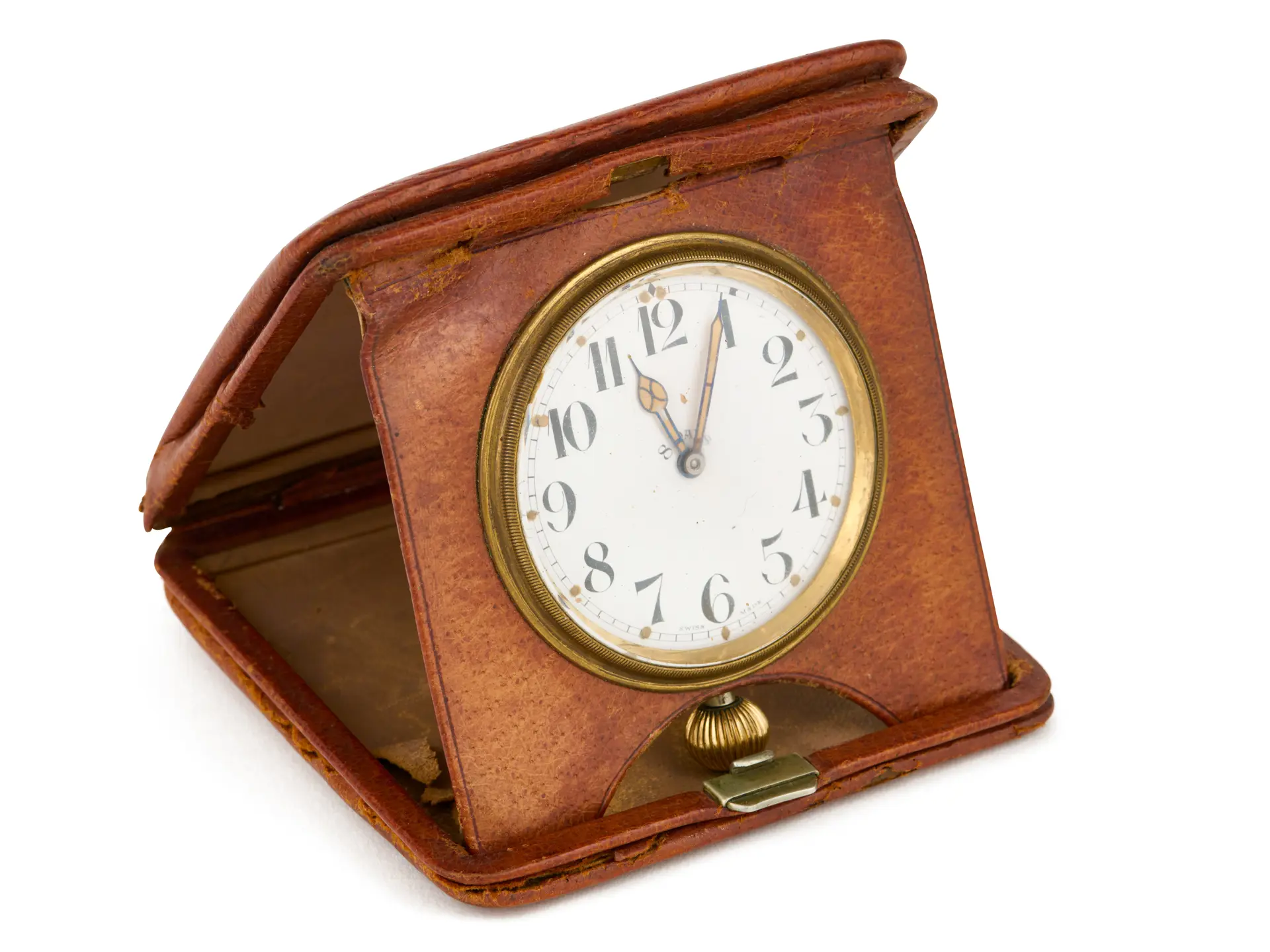 W.O. Bentley’s 8-Day Travel Clock with Brown Leather Case, c. 1920 ...