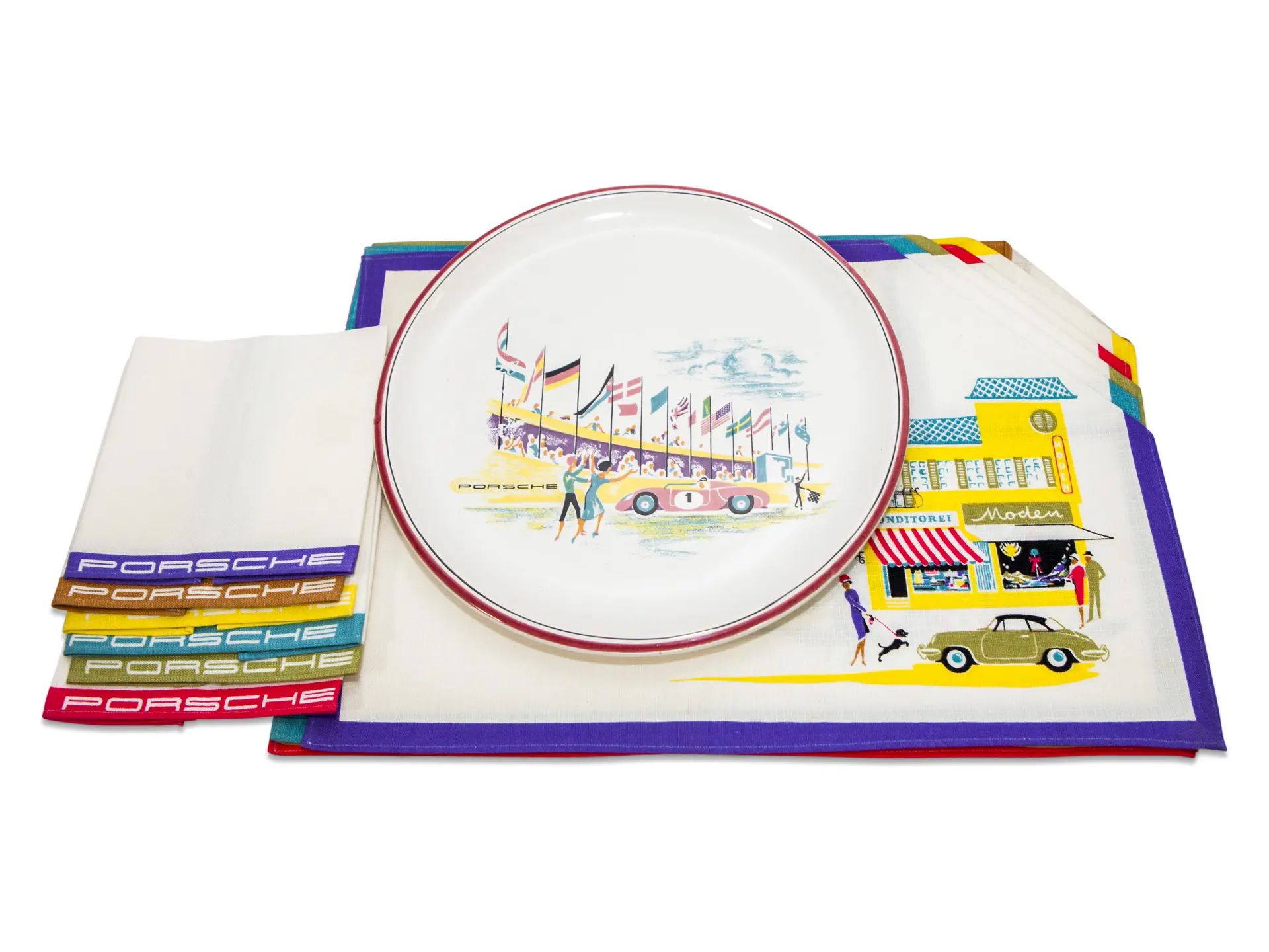 Set of Porsche Placemats and Napkins with Serving Plate, Factory Gift ...