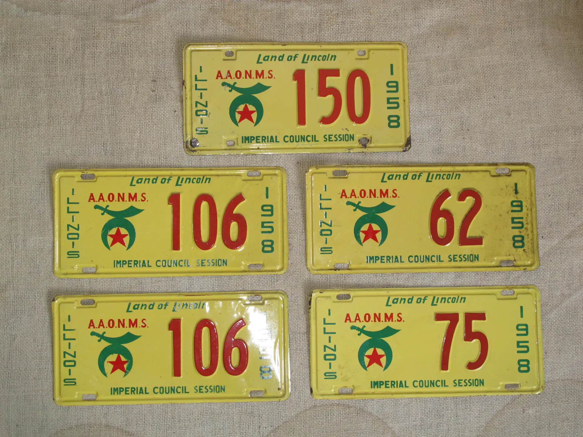 Illinois Shriner's License Plates - 1958 | The Lee Roy Hartung ...