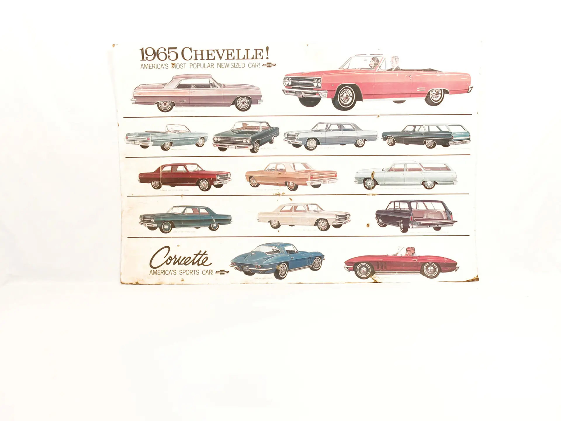 1965 Chevrolet Chevelle and Corvette Cardboard Dealer Showroom Poster ...
