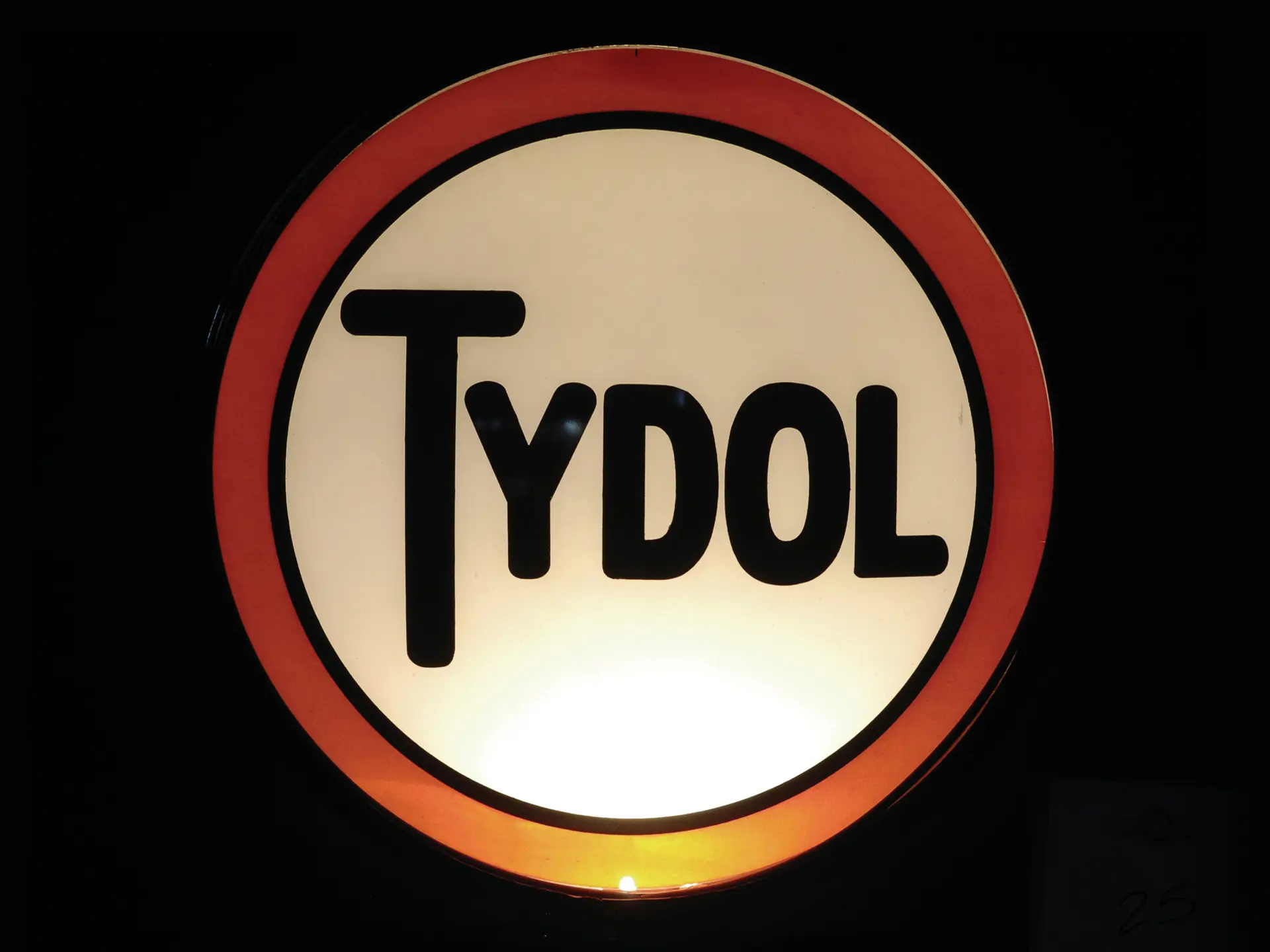 Tydol gas globe, large with metal frame. Very good original condition ...