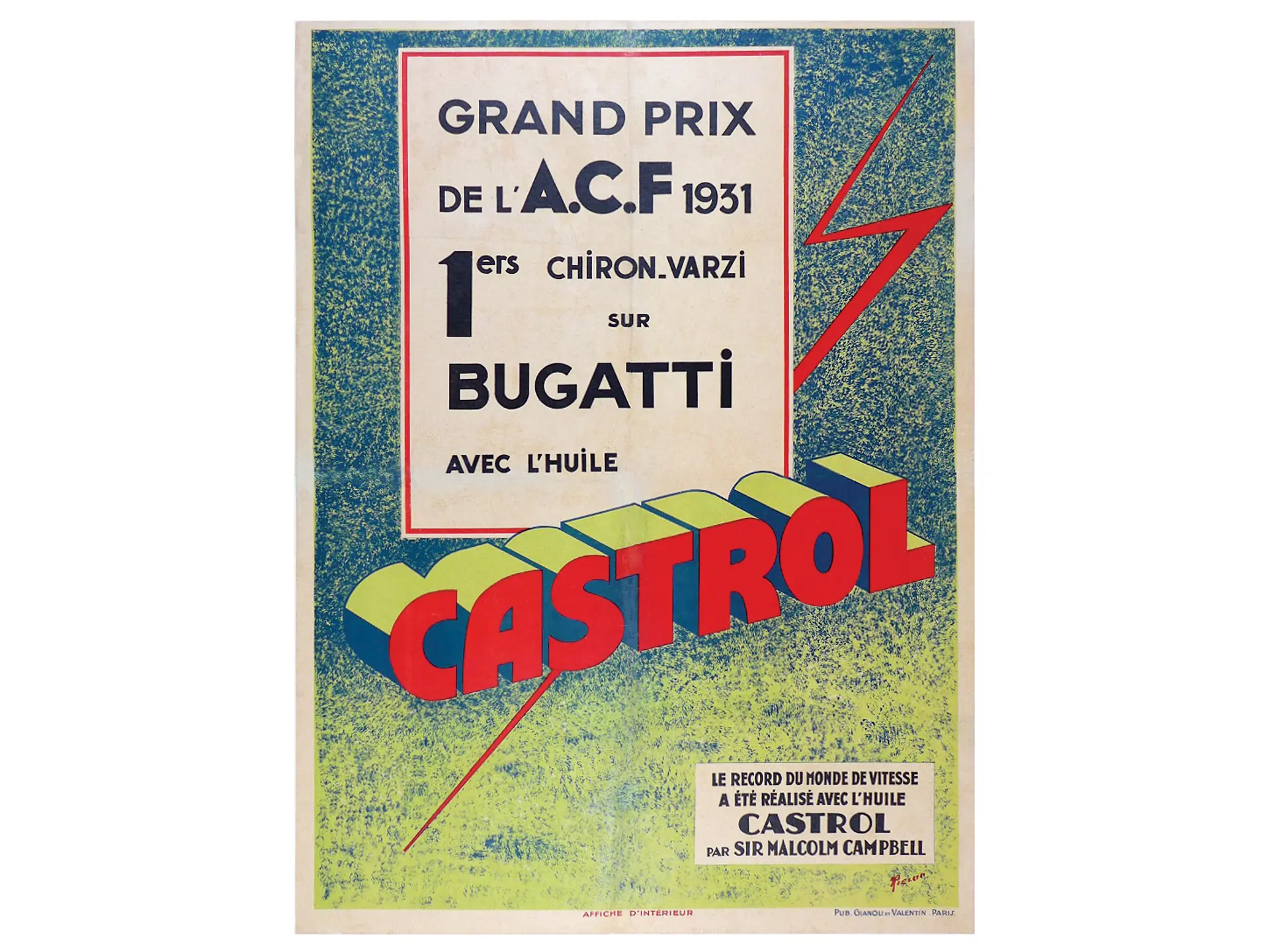 Castrol, Bugatti, Grand Prix de l'A.C.F., 1931 | Original Racing ...